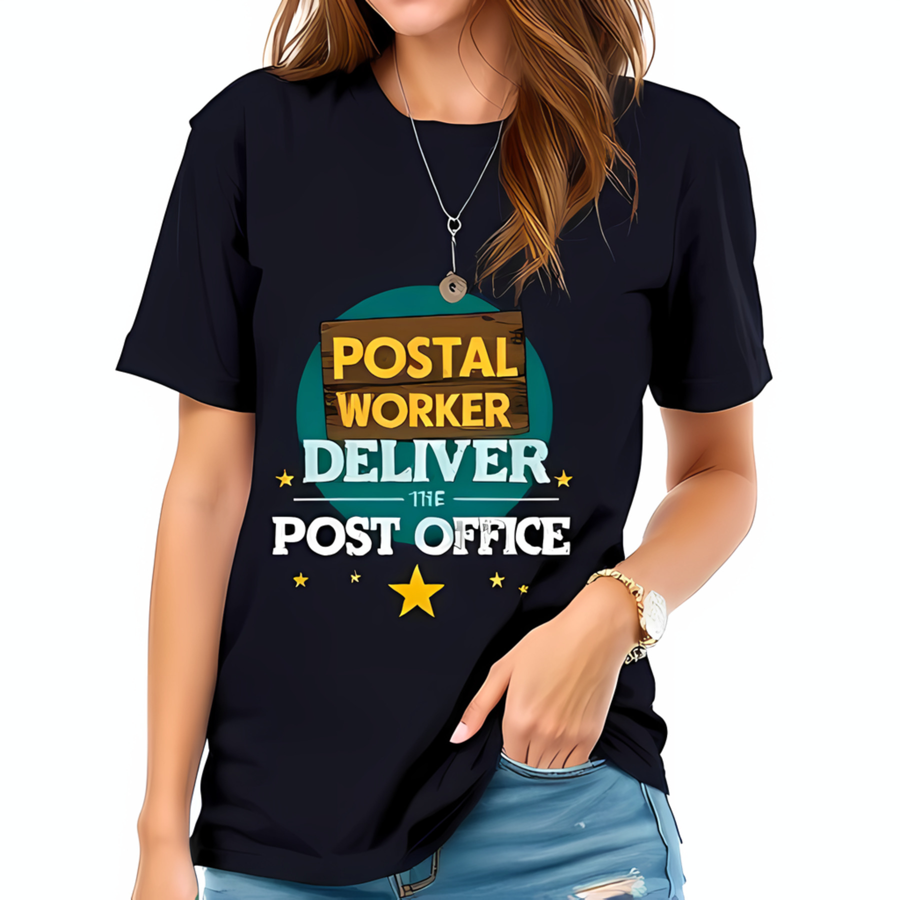 Stylish Cotton Short Sleeve T-Shirt for Postal Workers - " POSTAL ...