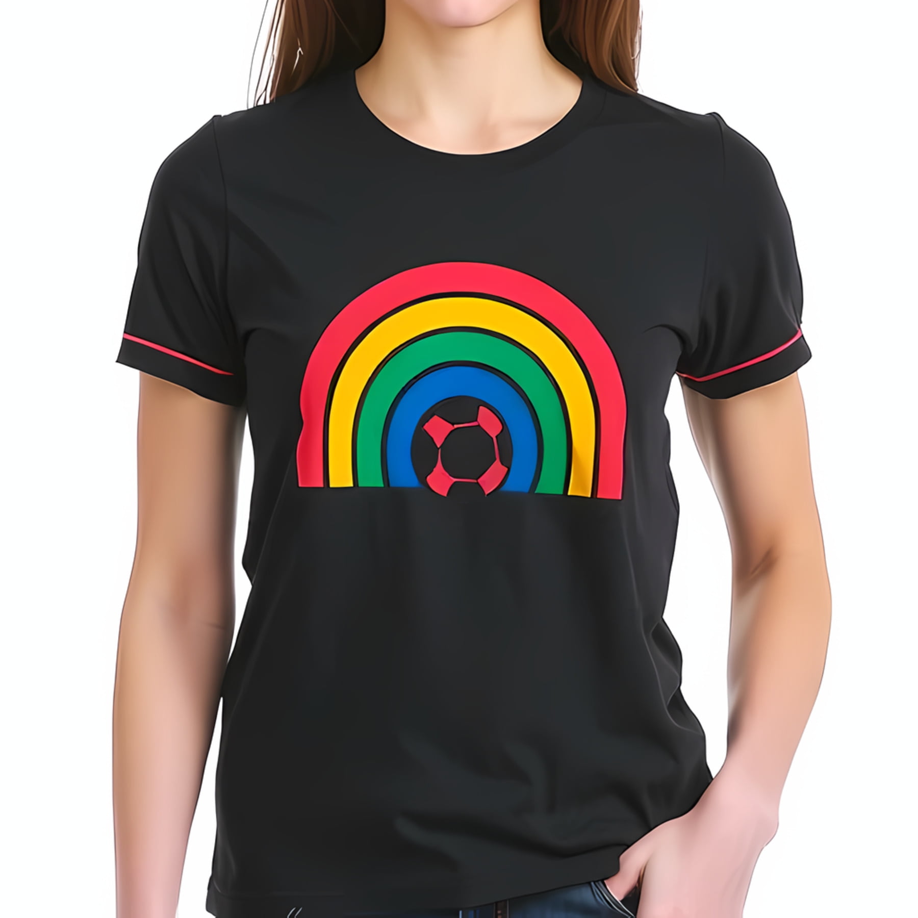Stylish Cotton Short Sleeve T-Shirt for Soccer Fans - Vibrant Rainbow ...