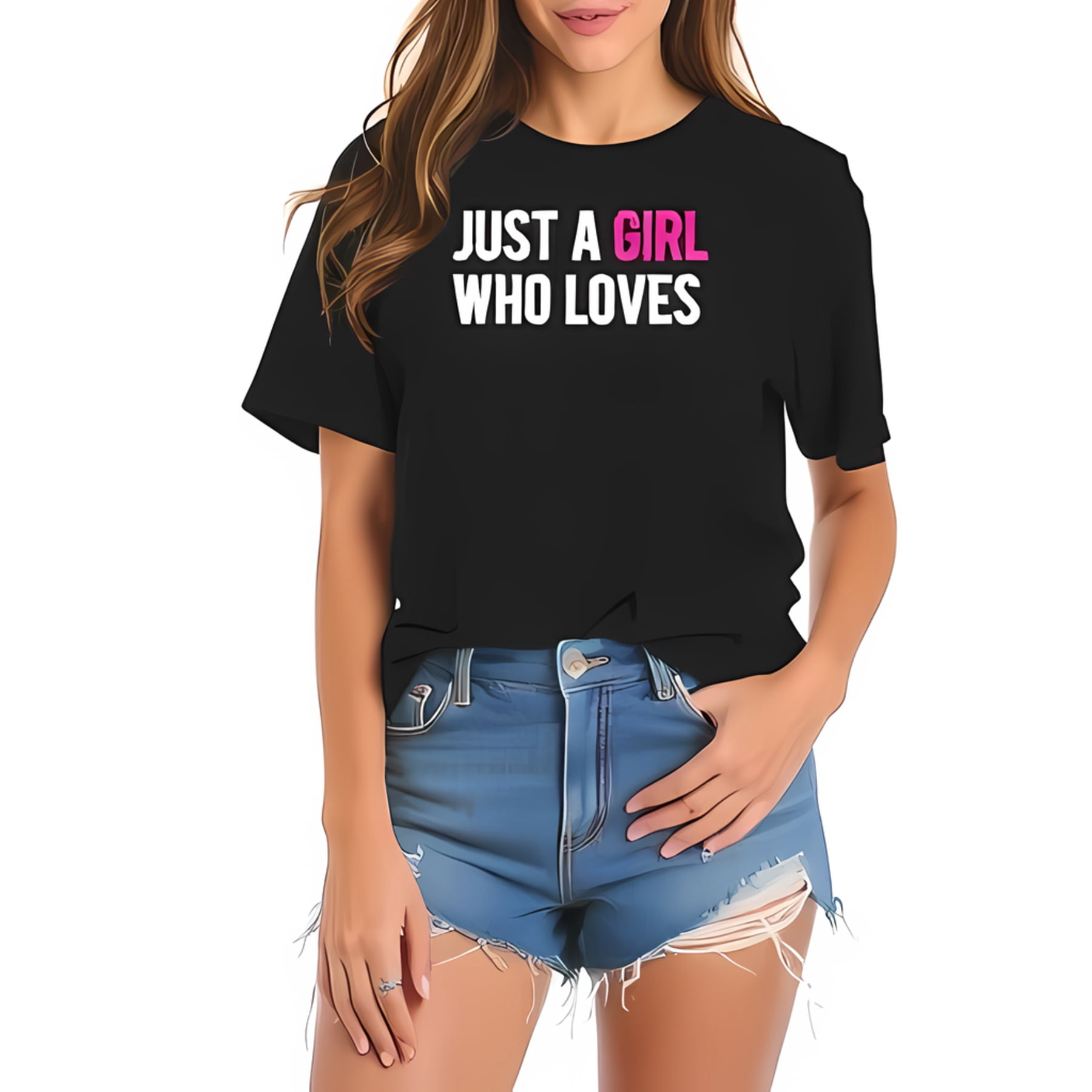 Stylish Cotton Short Sleeve T-Shirt for Women - " JUST A GIRL WHO LOVES ...