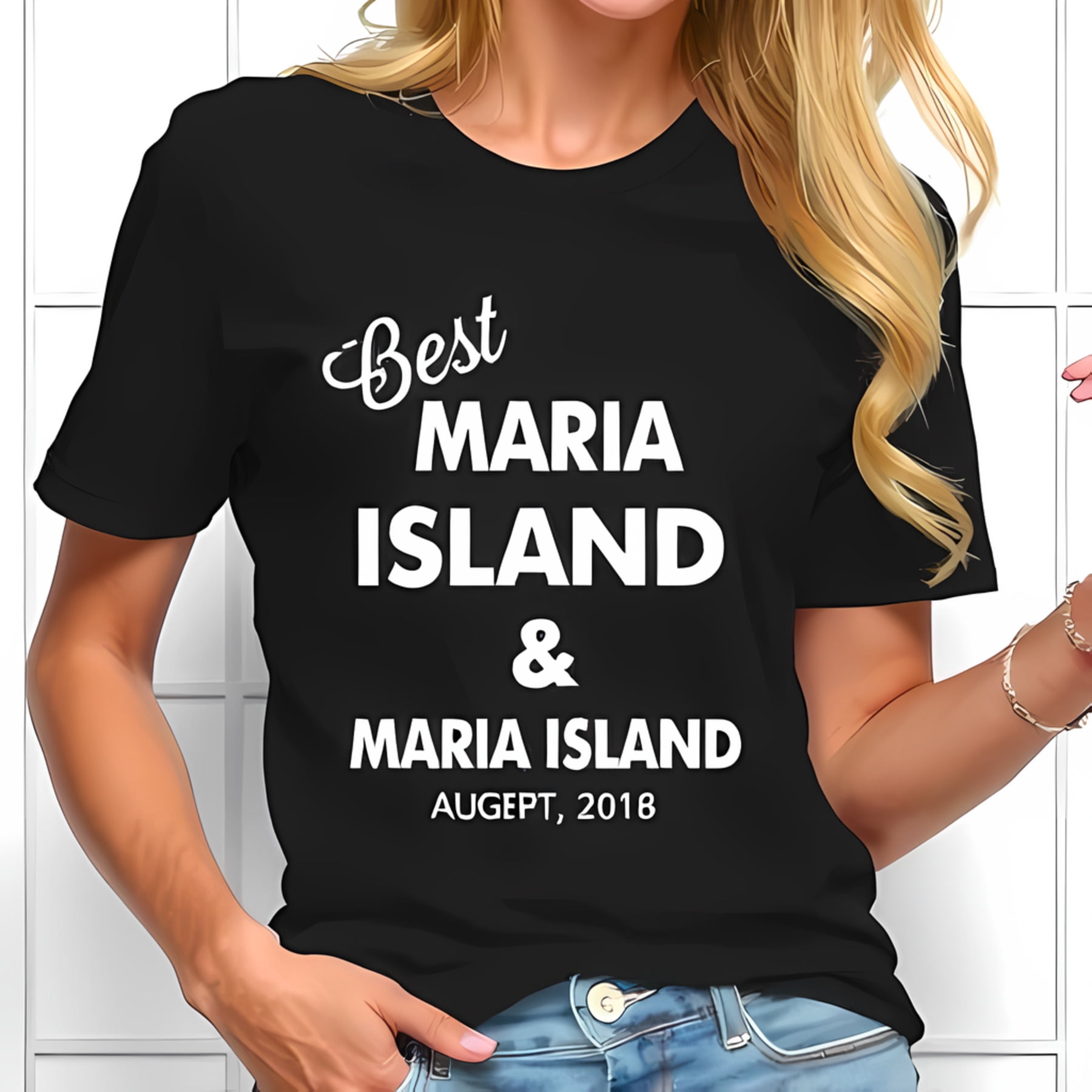 Stylish Cotton Short Sleeve T-Shirt with Bold 'Best MARIA ISLAND ...