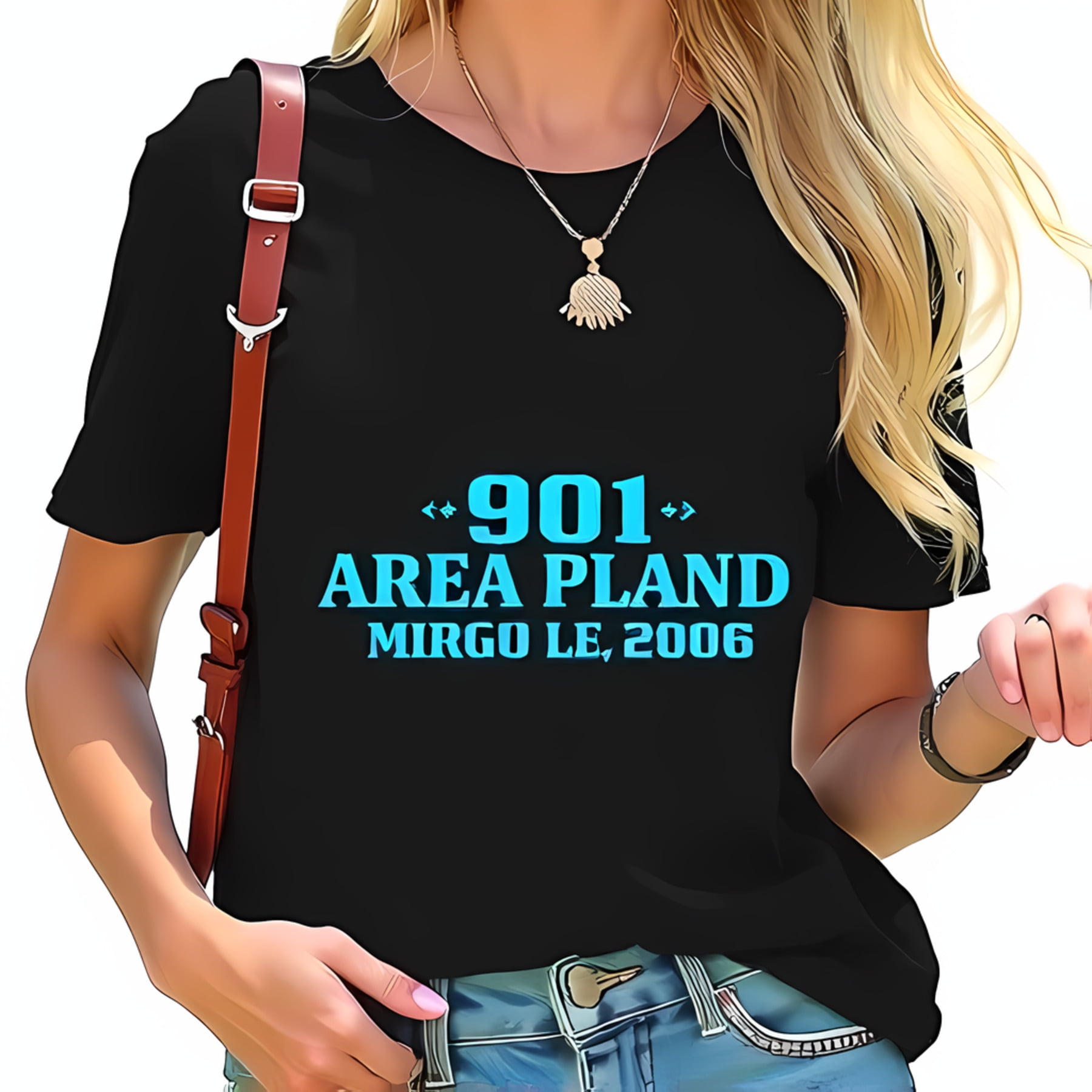 Stylish Cotton Short Sleeve T-Shirt with Bold Blue " 901 AREA PLAND ...