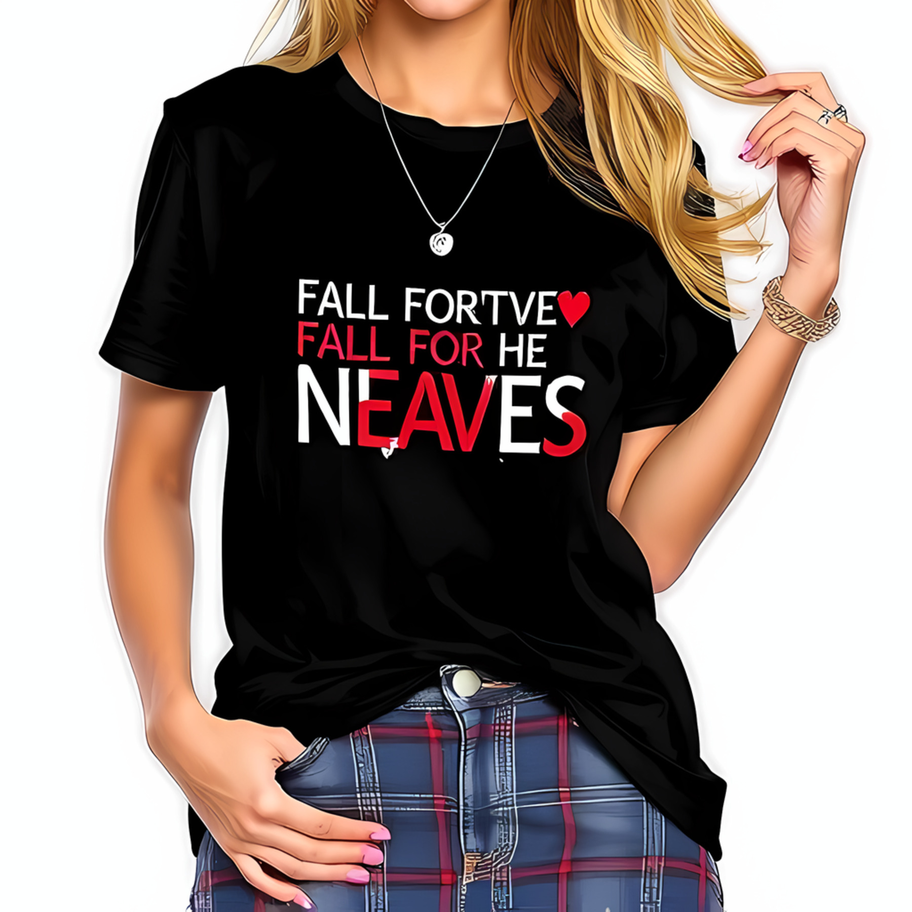 Stylish Cotton Short Sleeve T-Shirt with Bold " FALL FORGIVE FALL FOR ...