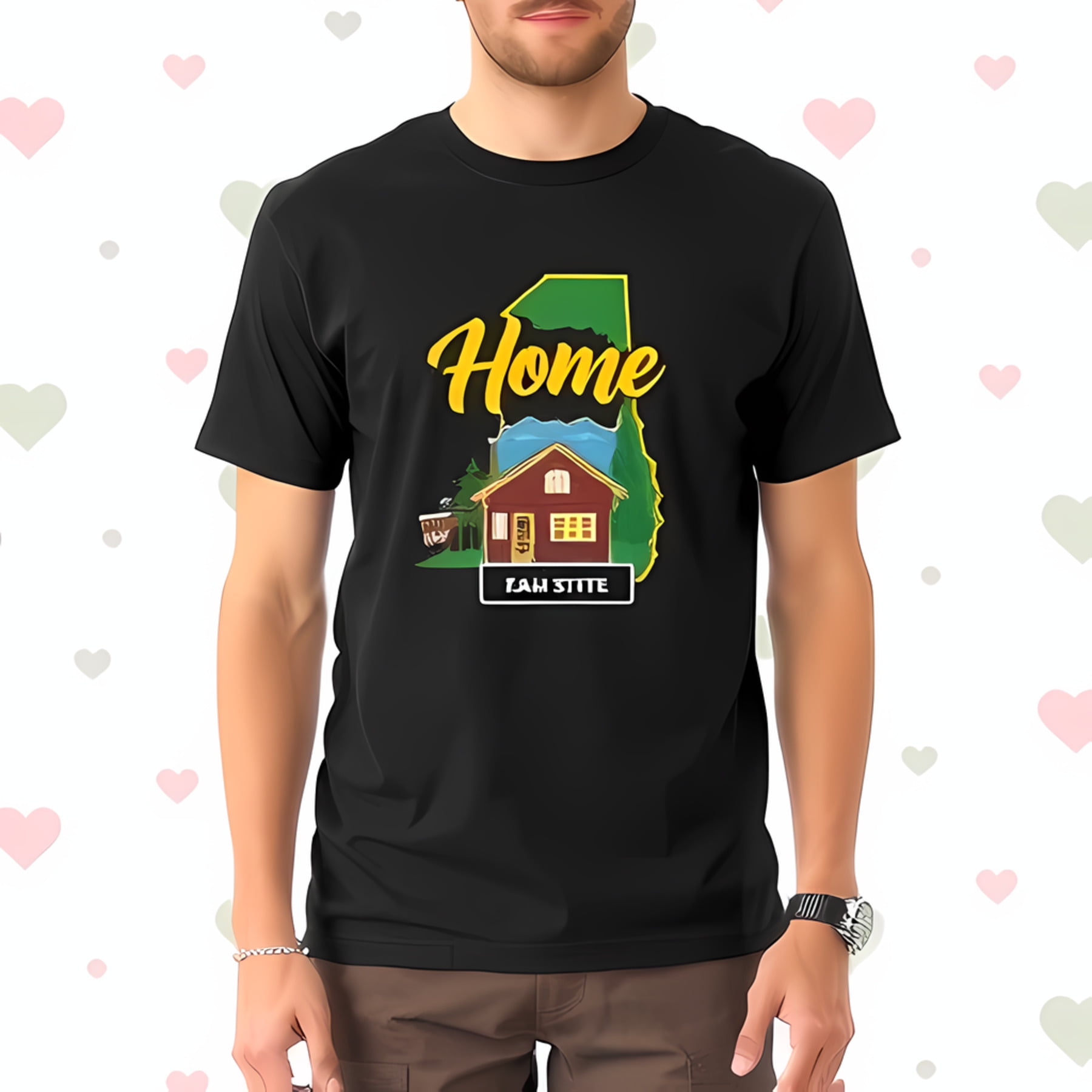 Stylish Cotton Short Sleeve T-Shirt with Bold 'Home' Graphic State ...