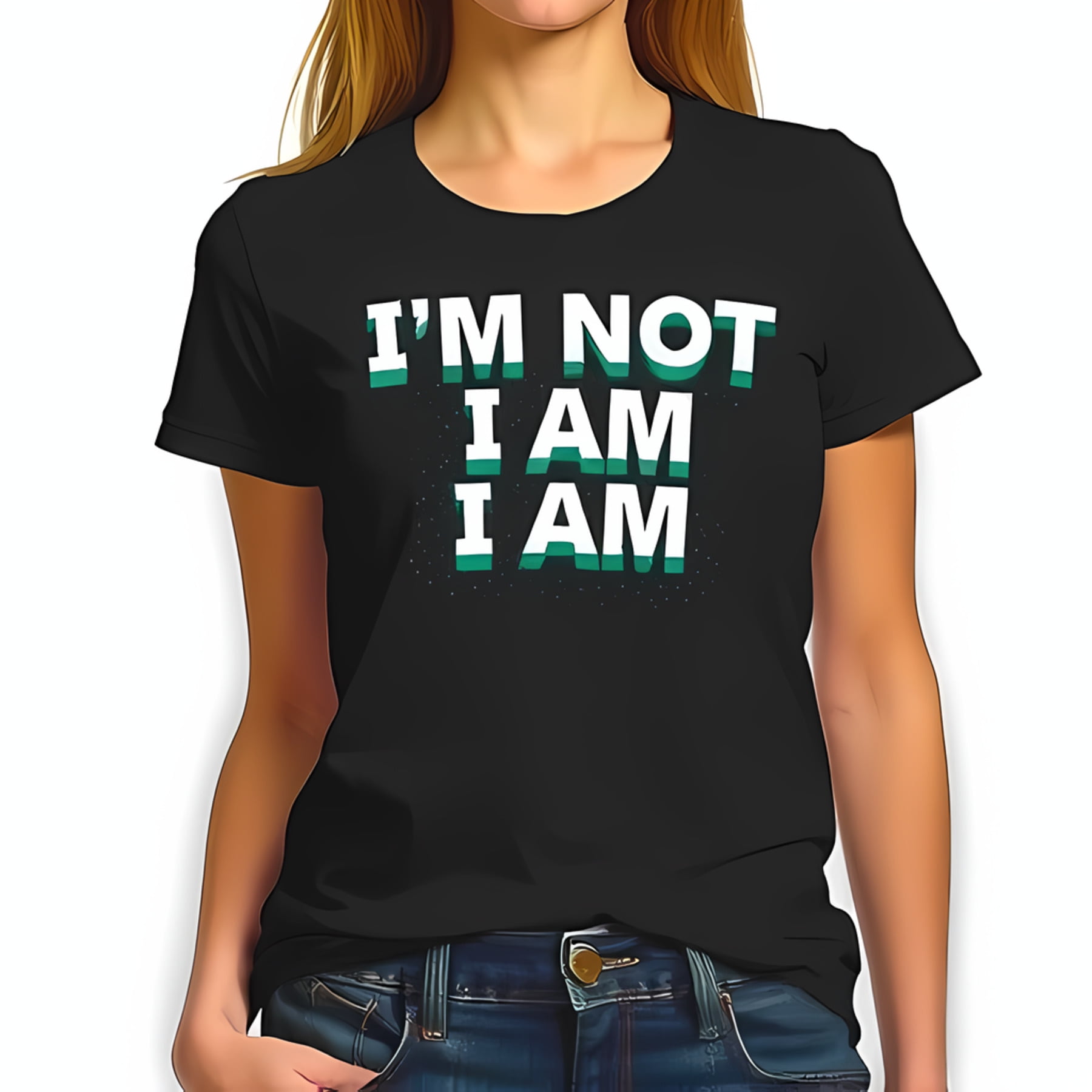 Stylish Cotton Short Sleeve T-Shirt with Bold " I'M NOT I AM I AM ...