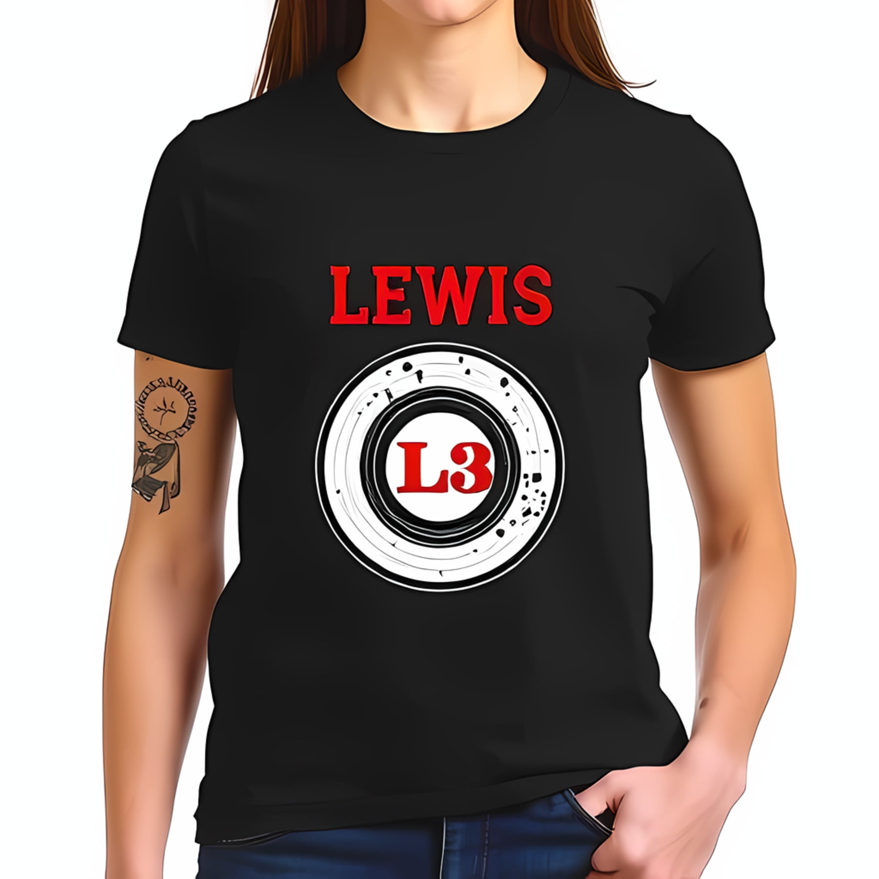 Stylish Cotton Short Sleeve T-Shirt with Bold 'LEWIS' Graphic and Retro ...