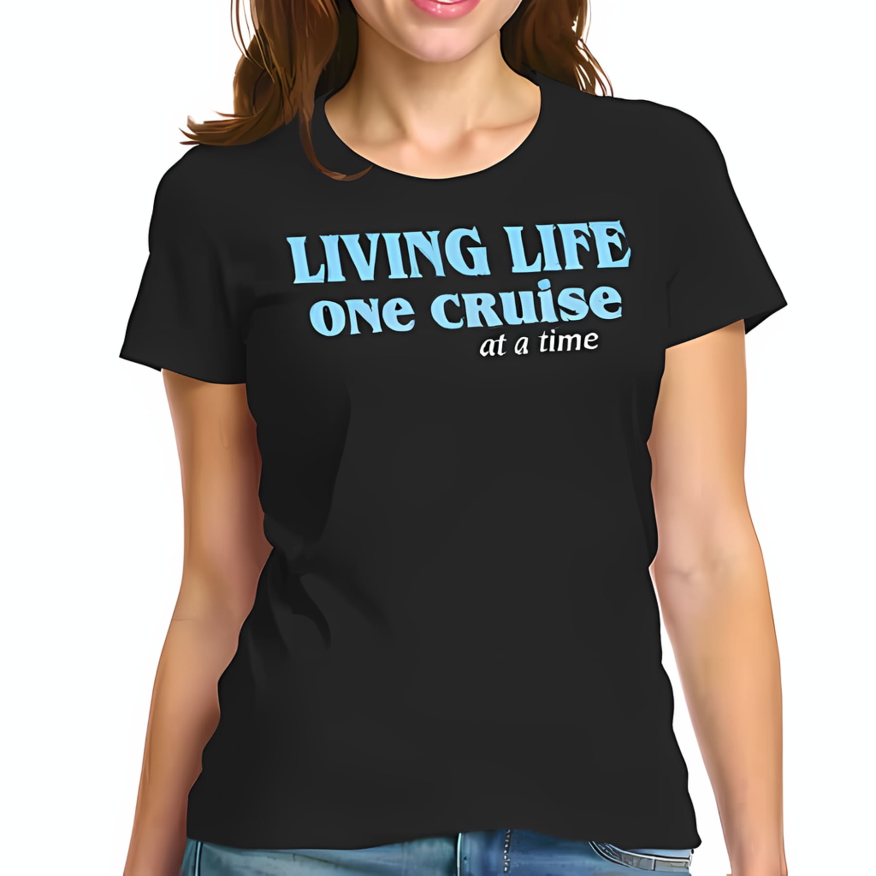 Stylish Cotton Short Sleeve T-Shirt with Bold 'LIVING LIFE' and Playful ...