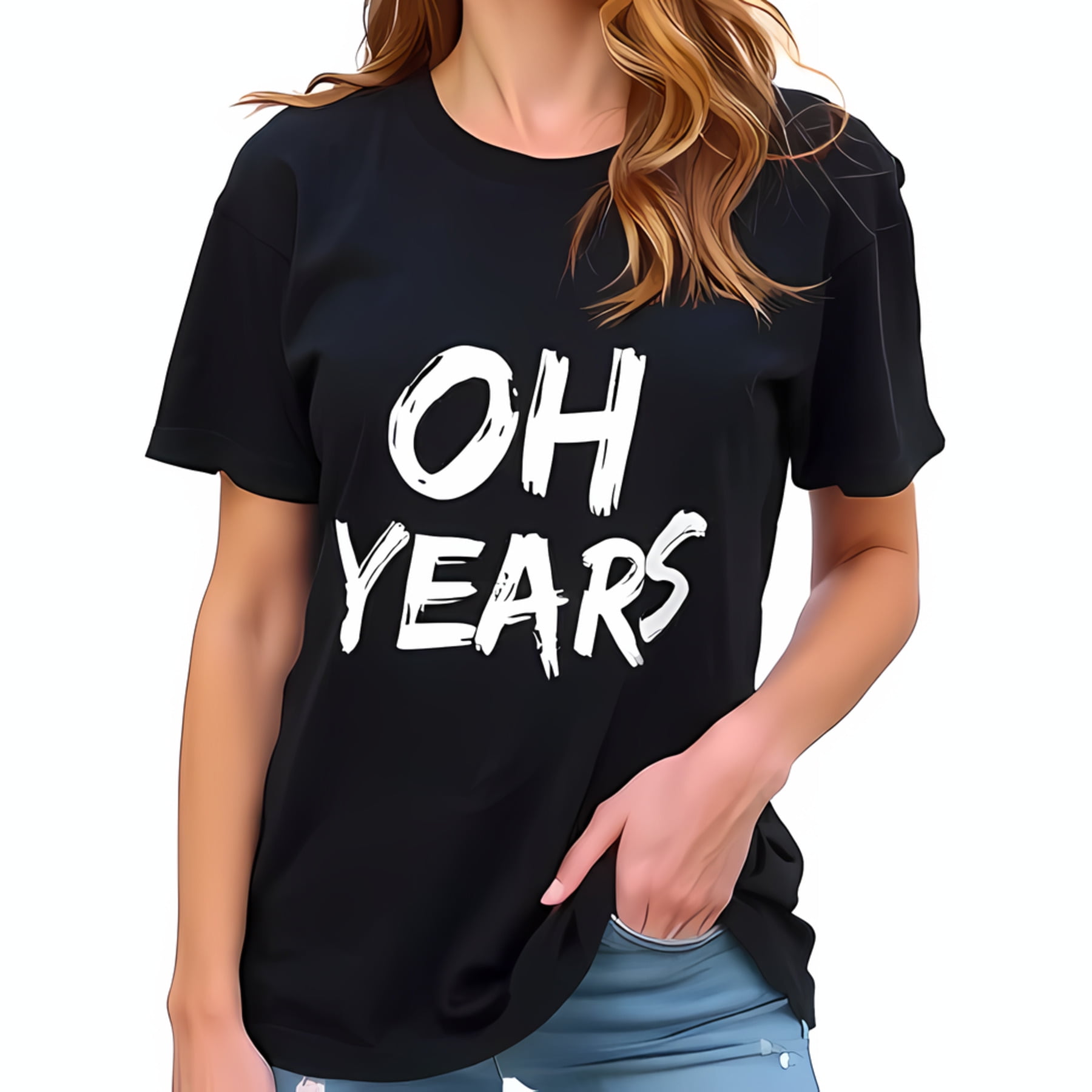 Stylish Cotton Short Sleeve T-Shirt with Bold 'OH YEARS' Graphic in ...