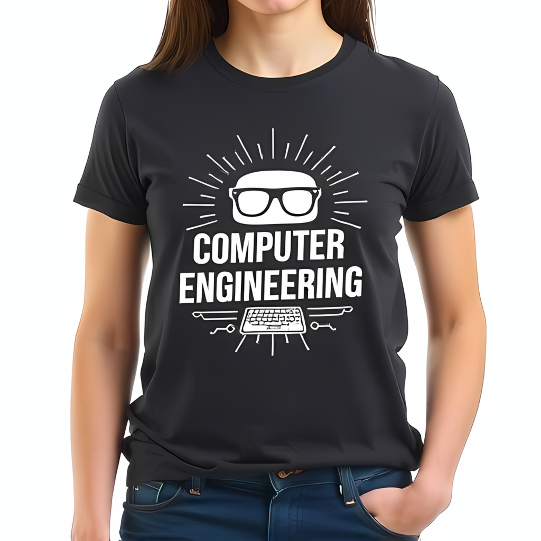 Stylish Cotton Short Sleeve T-Shirt with 'COMPUTER ENGINEERING' Graphic ...
