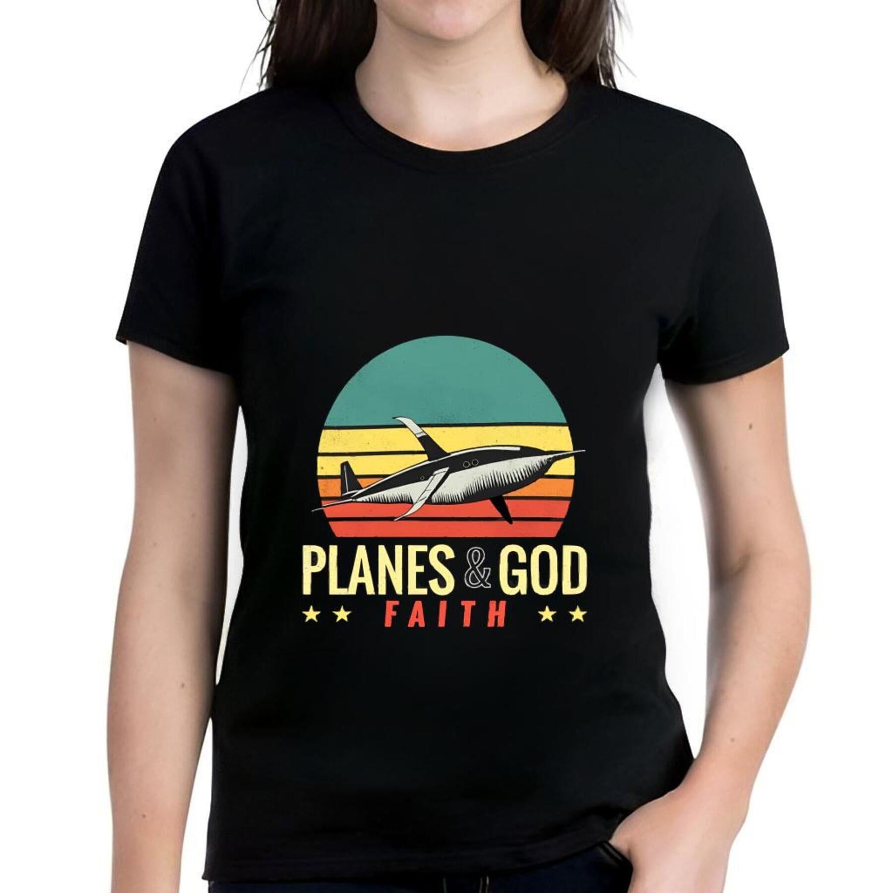 Stylish Cotton Short Sleeve T-Shirt with Colorful Airplane Graphic ...