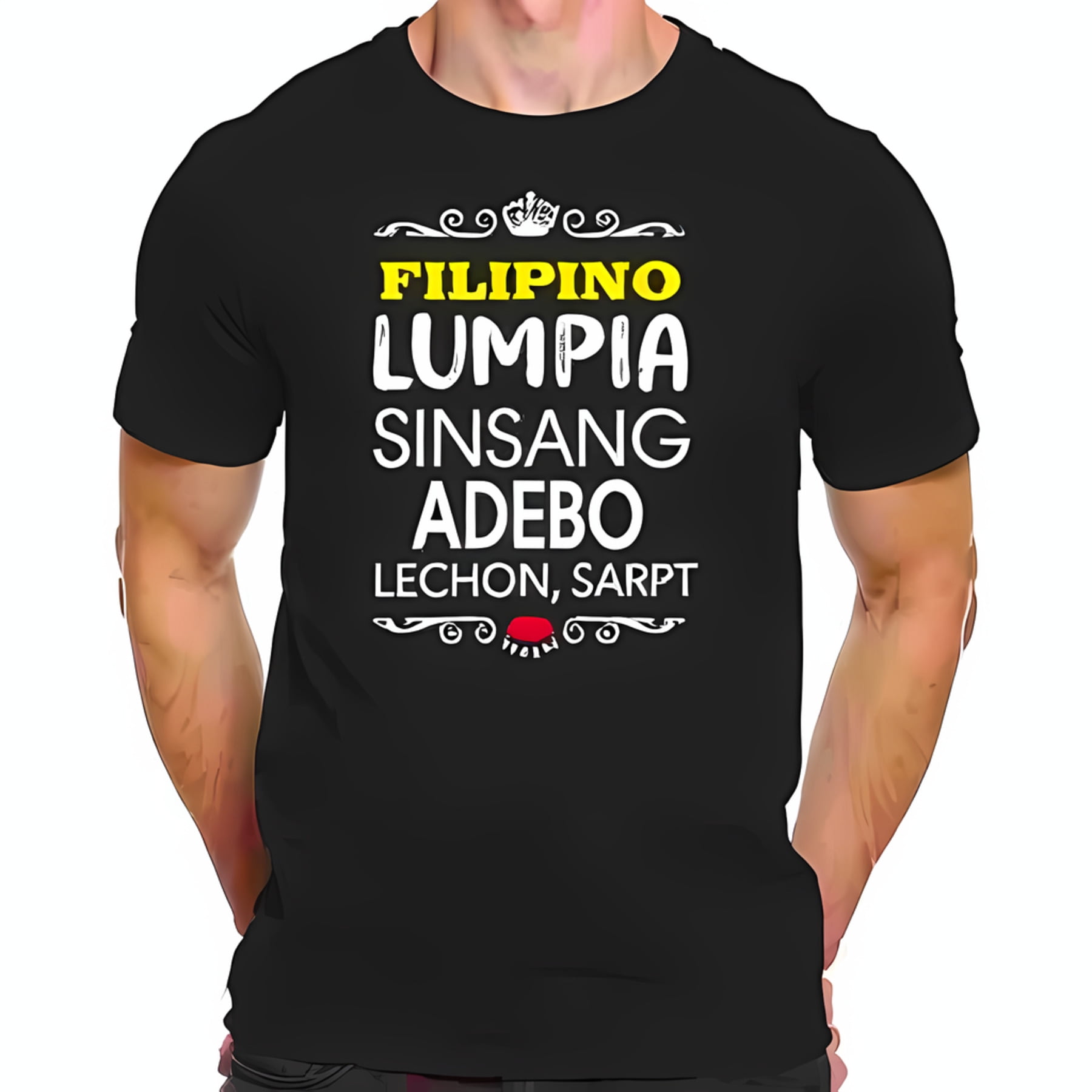 Stylish Cotton Short Sleeve T-Shirt with Filipino Cuisine Graphic ...