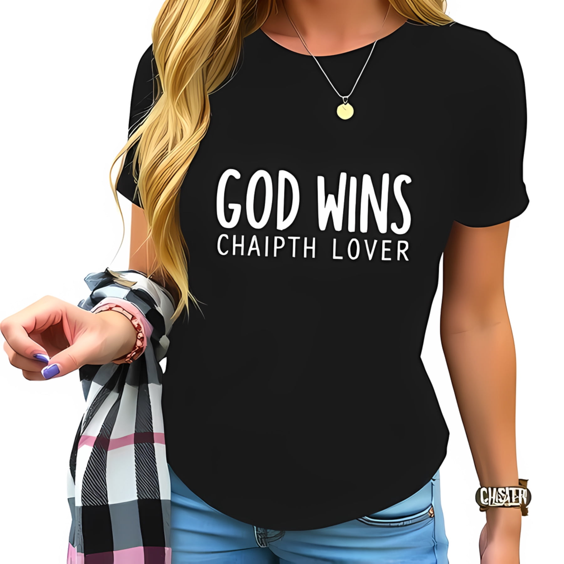 Stylish Cotton Short Sleeve T-Shirt with " GOD WINS " Bold Uplifting ...