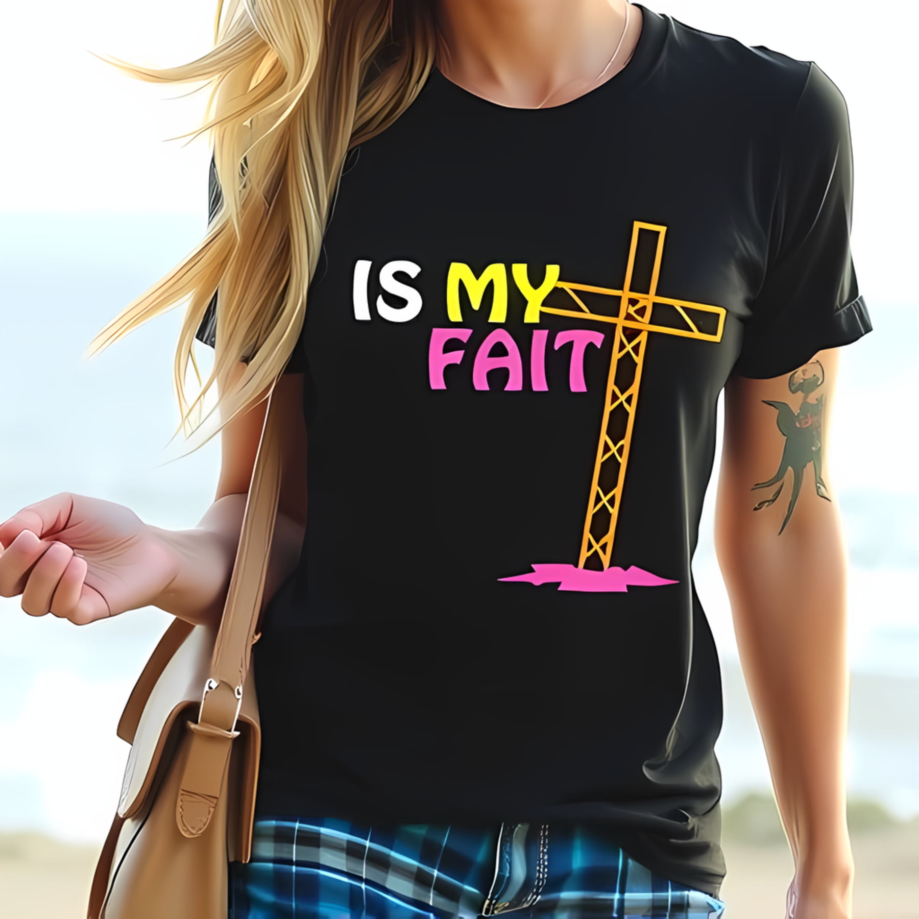 Stylish Cotton Short Sleeve T-Shirt with Industrial Cross Graphic ...