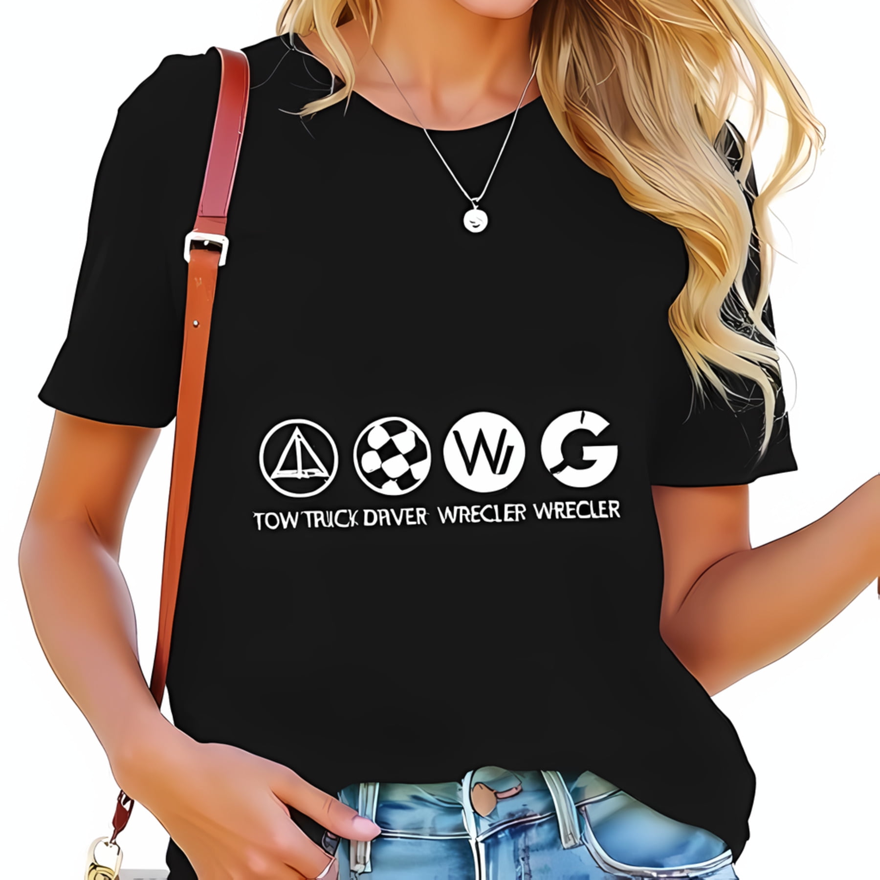 Stylish Cotton Short Sleeve T-Shirt with Playful Graphic Design - 'TOW ...