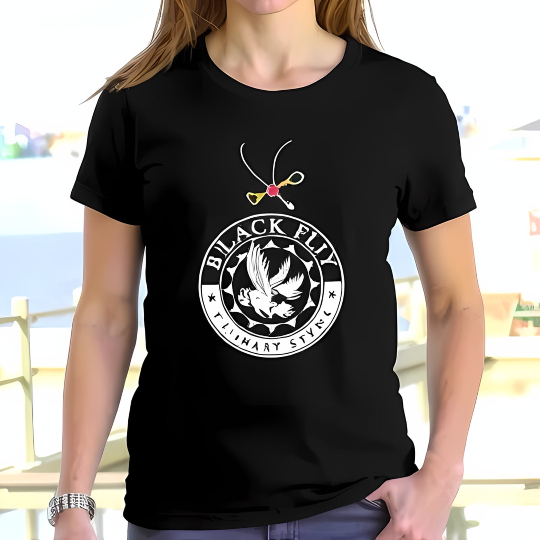 Stylish Cotton Short Sleeve T-Shirt with Unique 'BLACK FLY' & 'FLYHAAY ...