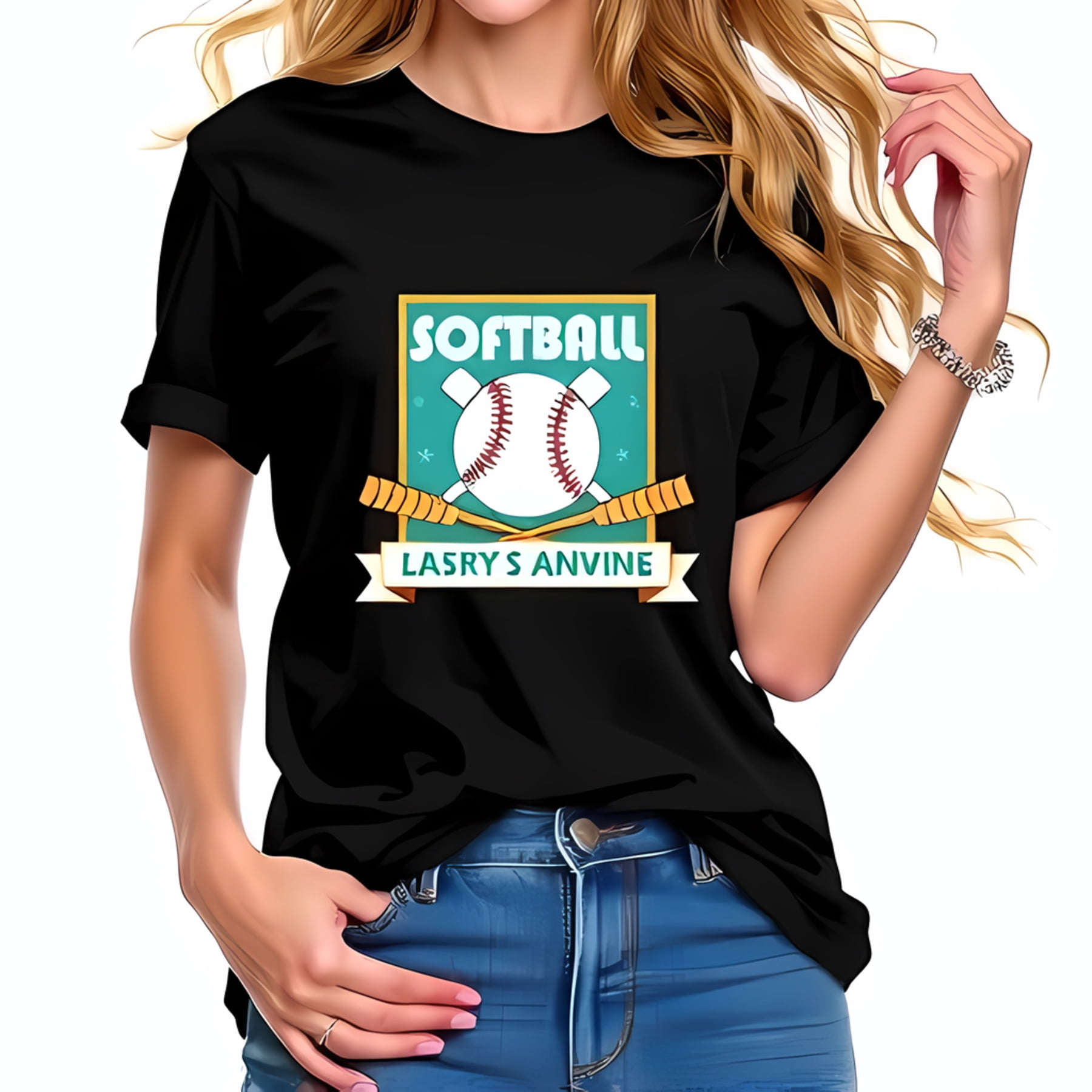 Stylish Cotton Short Sleeve T-Shirt with Vibrant Softball Graphic ...
