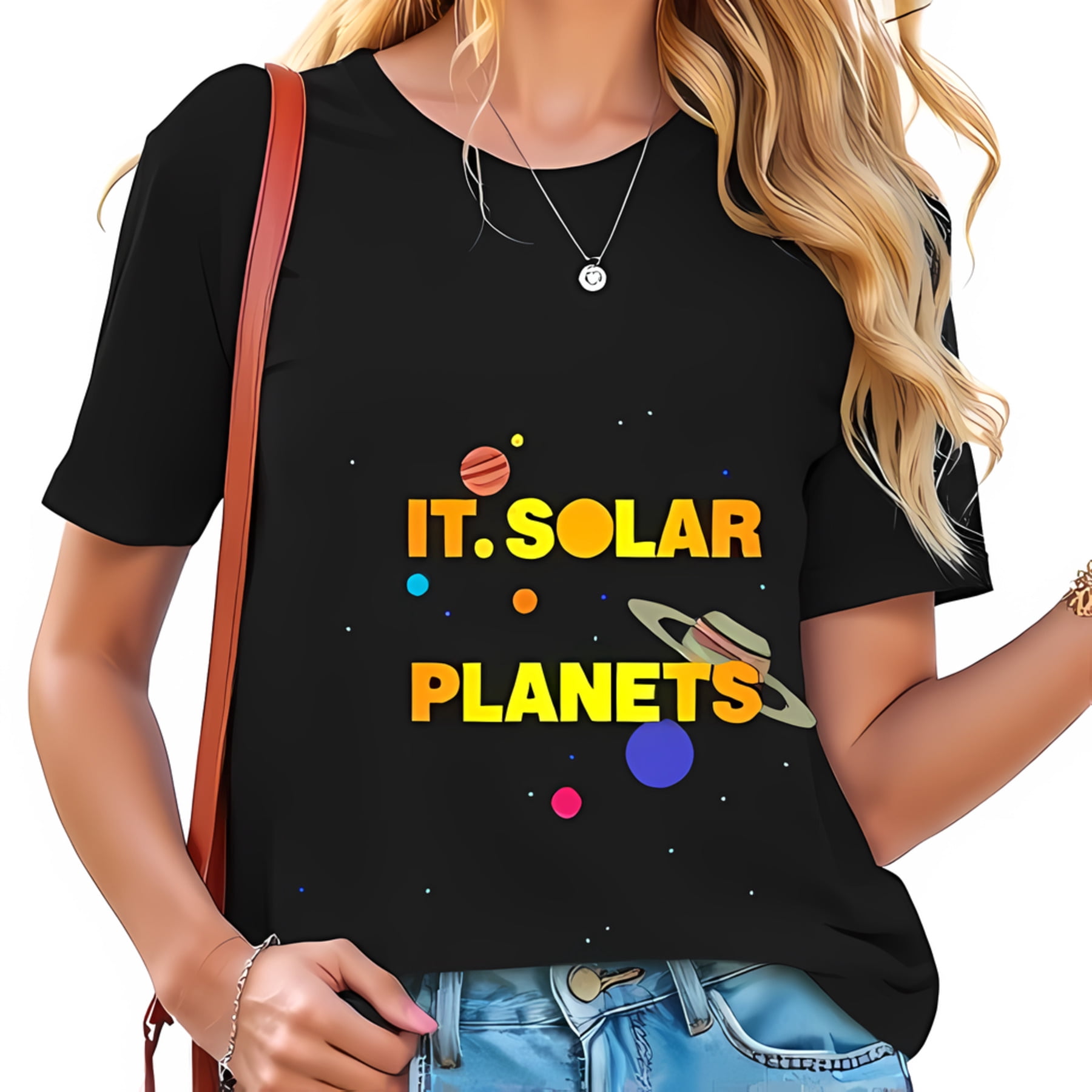 Stylish Cotton Short Sleeve T-Shirt with Vibrant Space Themed Graphic ...