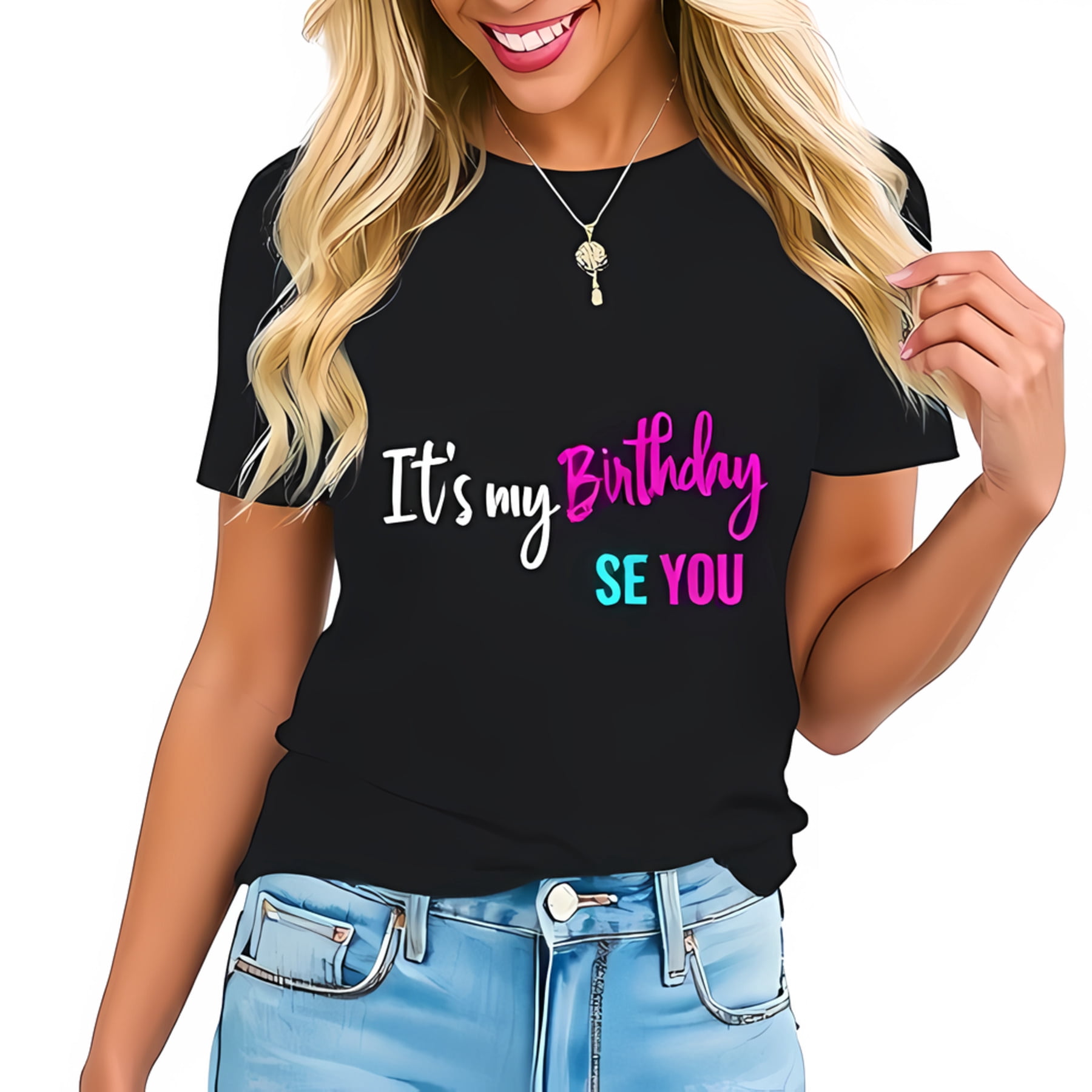 Stylish Cotton Short Sleeve T-Shirt with Whimsical 'It's My Birthday ...