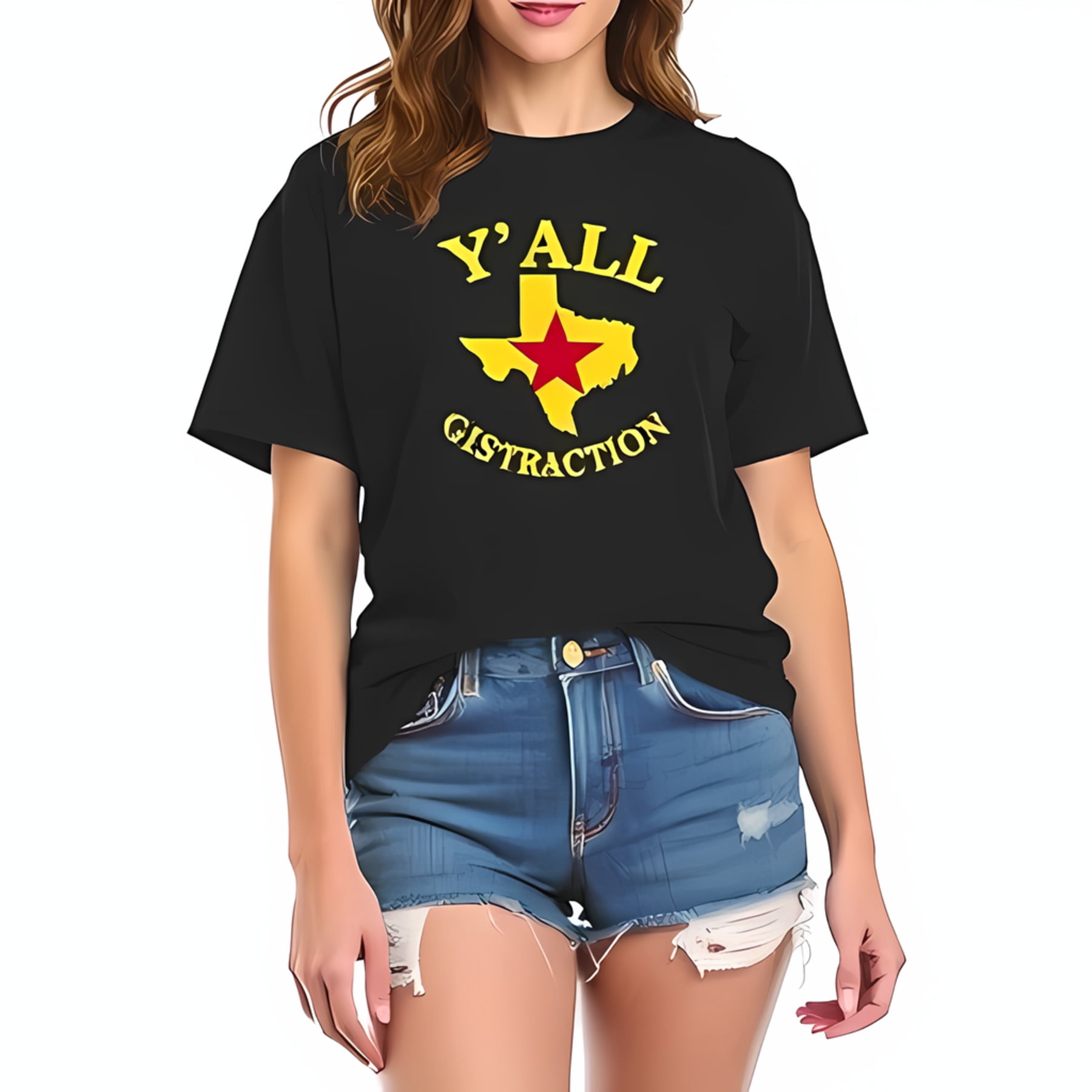 Stylish Cotton Short Sleeve T-Shirt with " Y'ALL GESTRACTION " Design ...