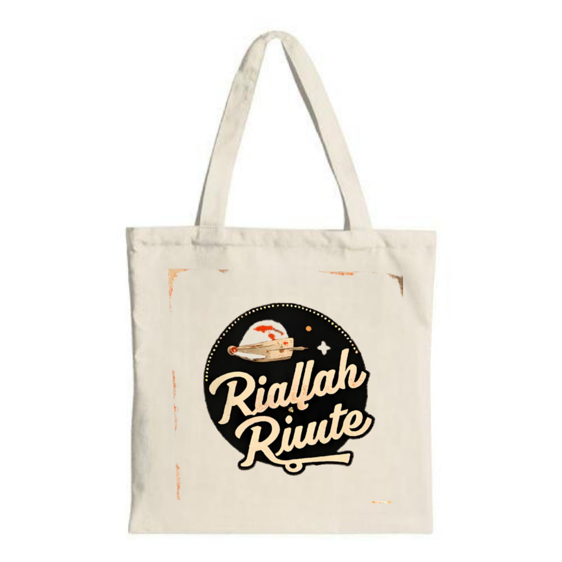 Stylish Cream Canvas Tote Bag with Black Circular Design ' Riaallah ...