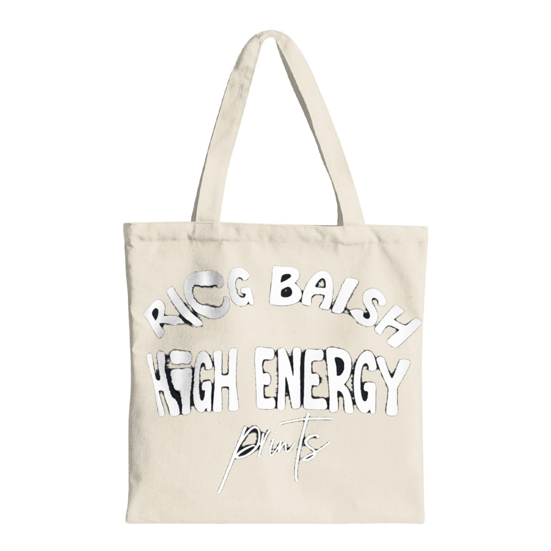 Stylish Cream Canvas Tote Bag with Bold ' O BALSH HIGH ENERGY ' Text ...