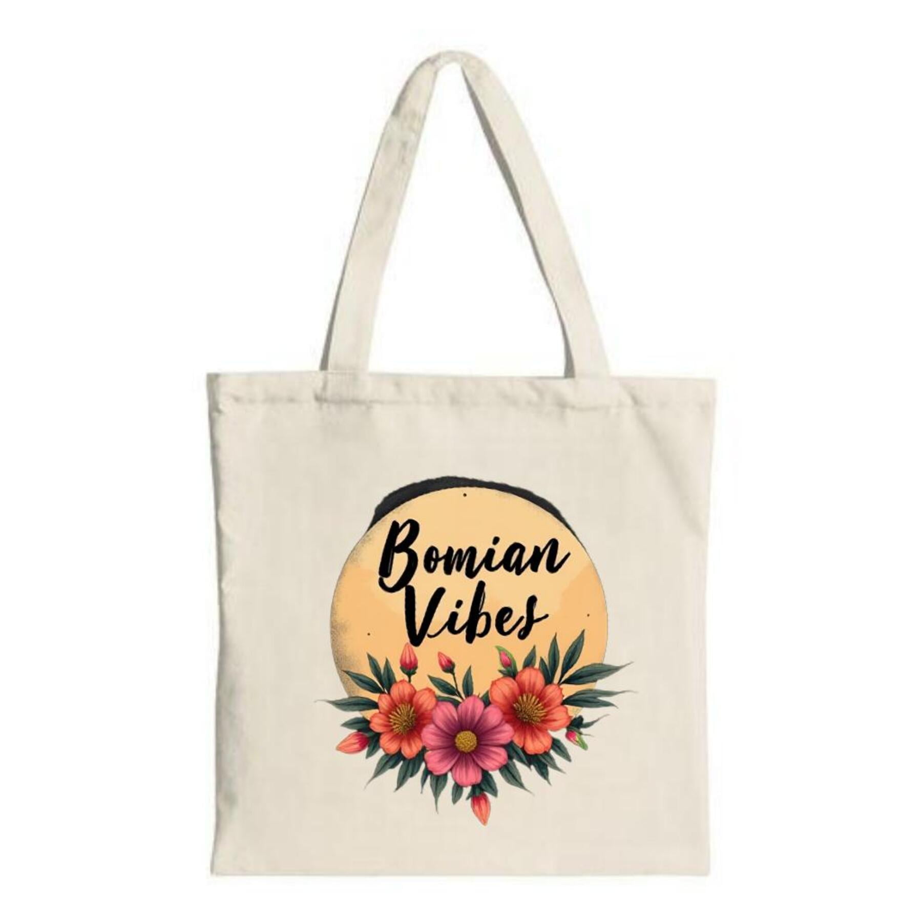 Stylish Cream Canvas Tote Bag with Sunset Gradient Circle & Vibrant ...