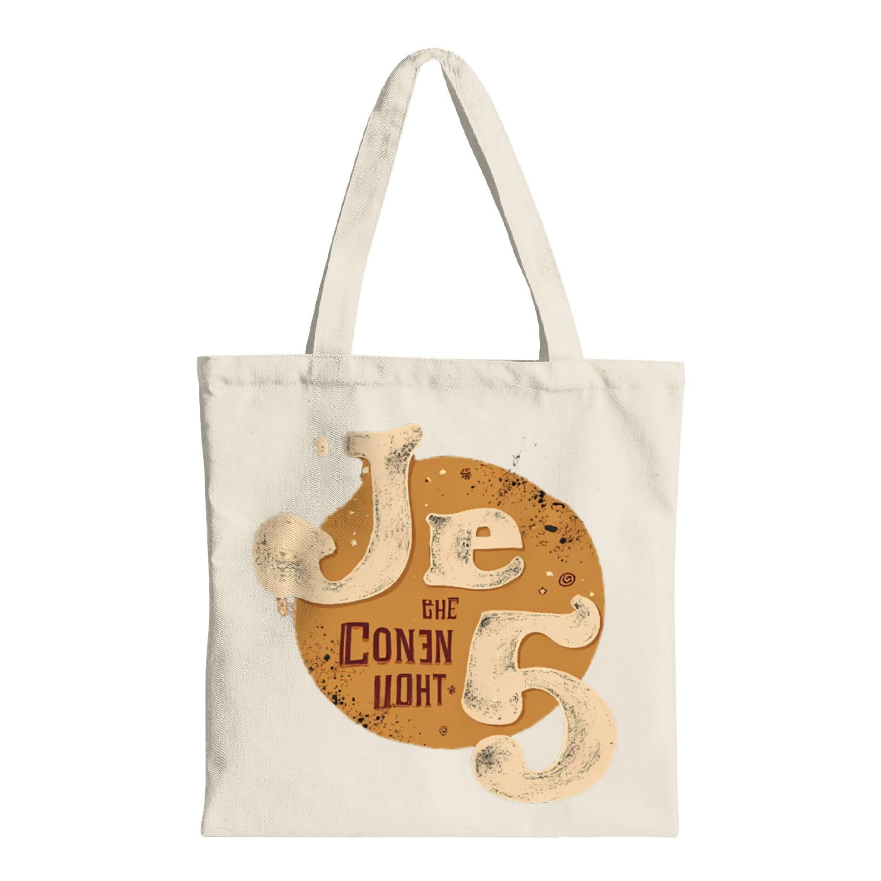 Stylish Cream Canvas Tote Bag with Vintage ' Je the Donen 5 ' Text ...
