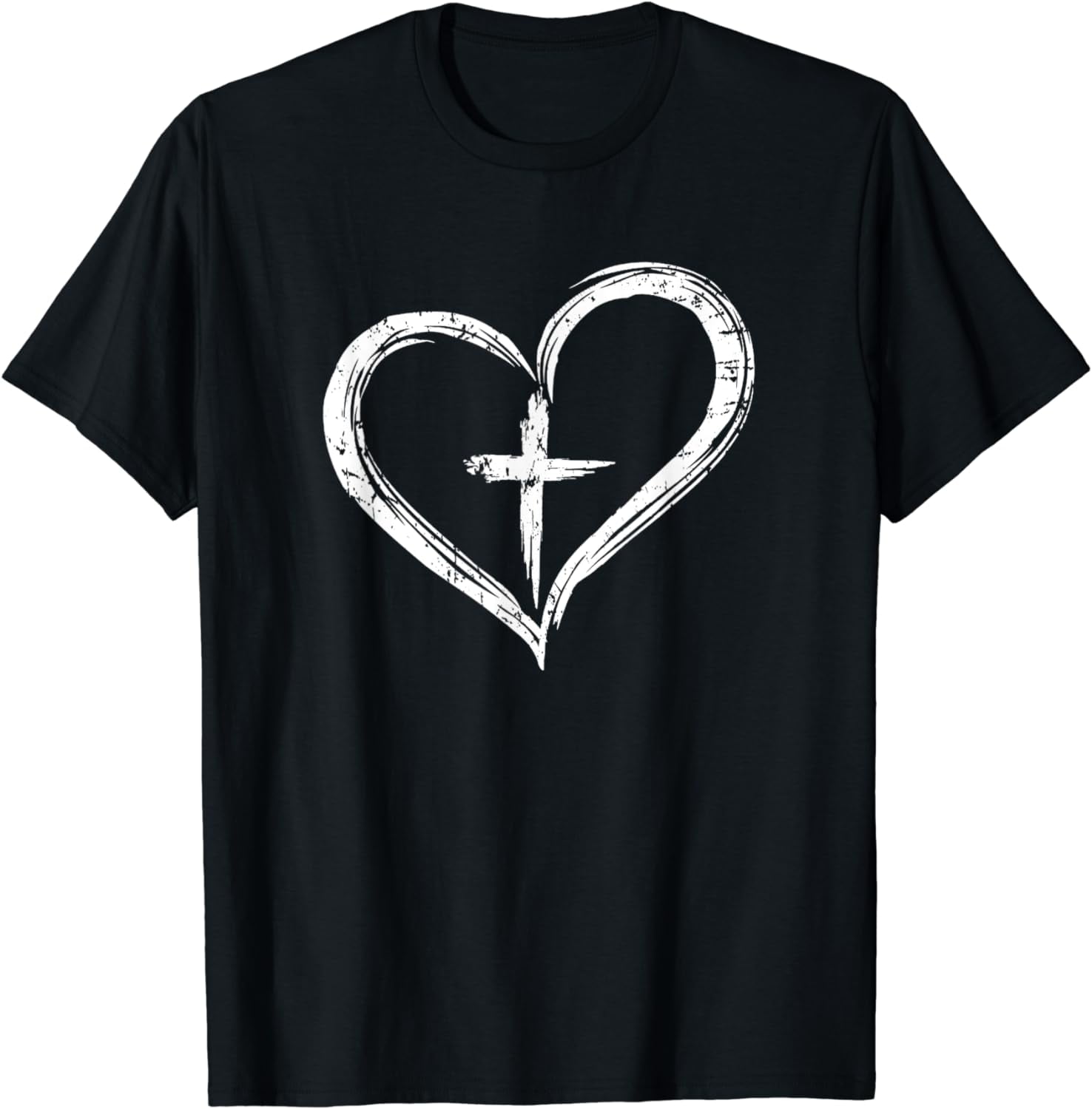Stylish Cross In Heart Christian T-Shirt T-Shirt - Walmart.com