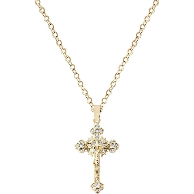Stylish Cross Pendant Necklace for Women - Gold Cross Jewelry Gift ...