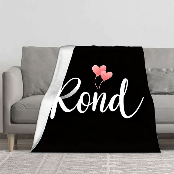 Stylish Cursive ' Rond ' Flannel Blanket - Soft Warm Cozy for Sofa ...