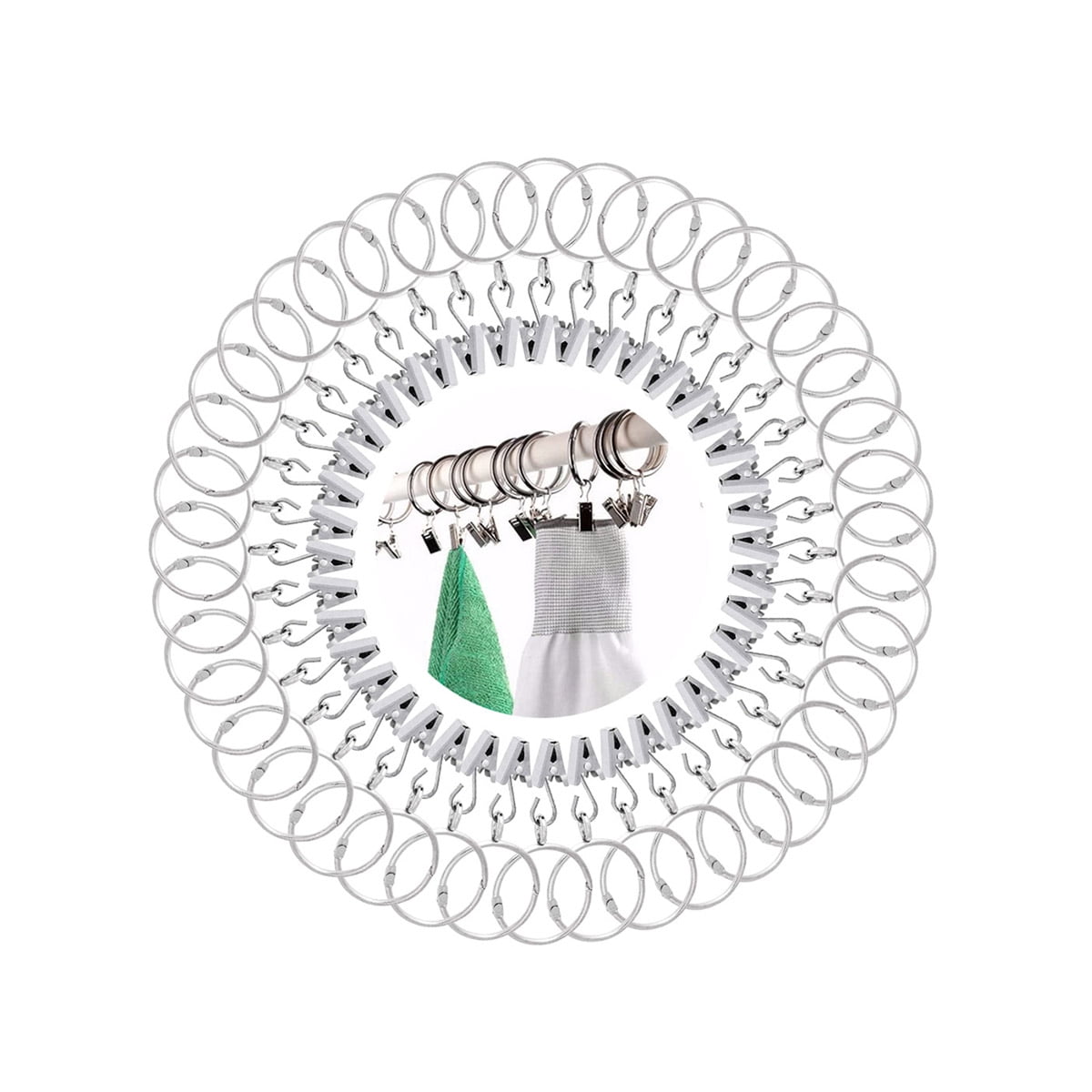 Stylish Curtain Rod Rings with Eyelets, White Curtain Rings with Clips ...