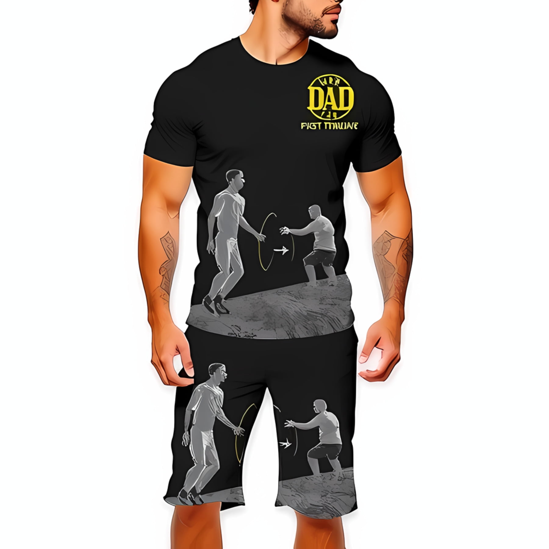 Stylish Dad T-Shirt and Shorts Set - Playful Fatherhood Design with ...