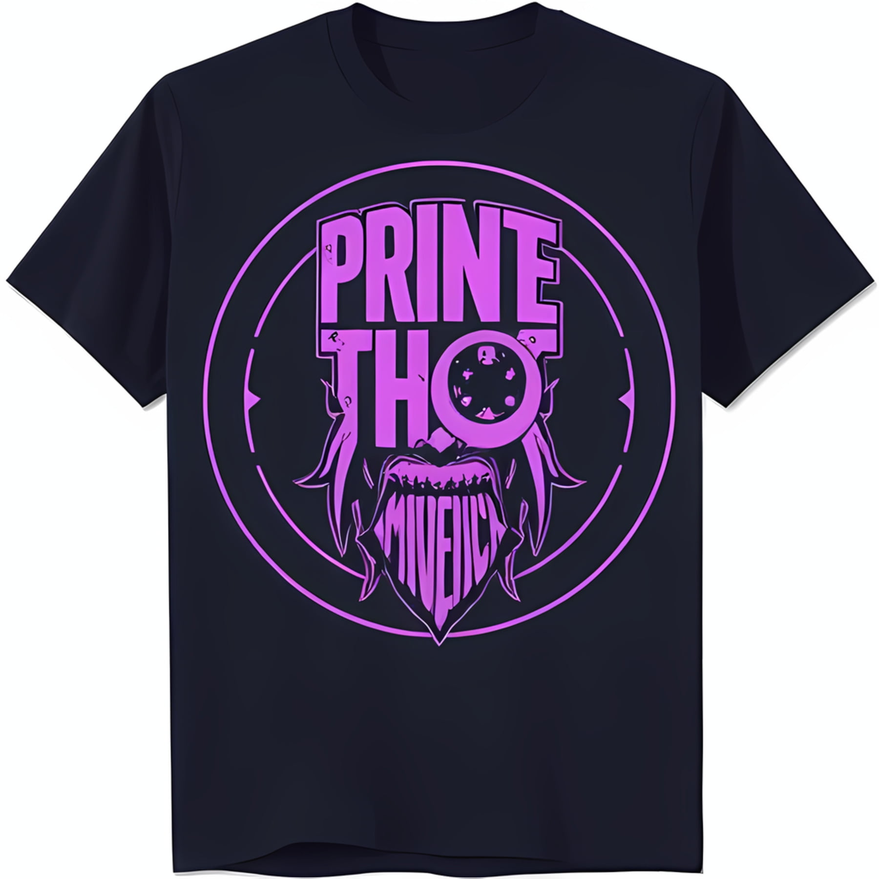 Stylish Dark Blue T-Shirt with 'PRINE THO' Eye Design & Beard Art ...