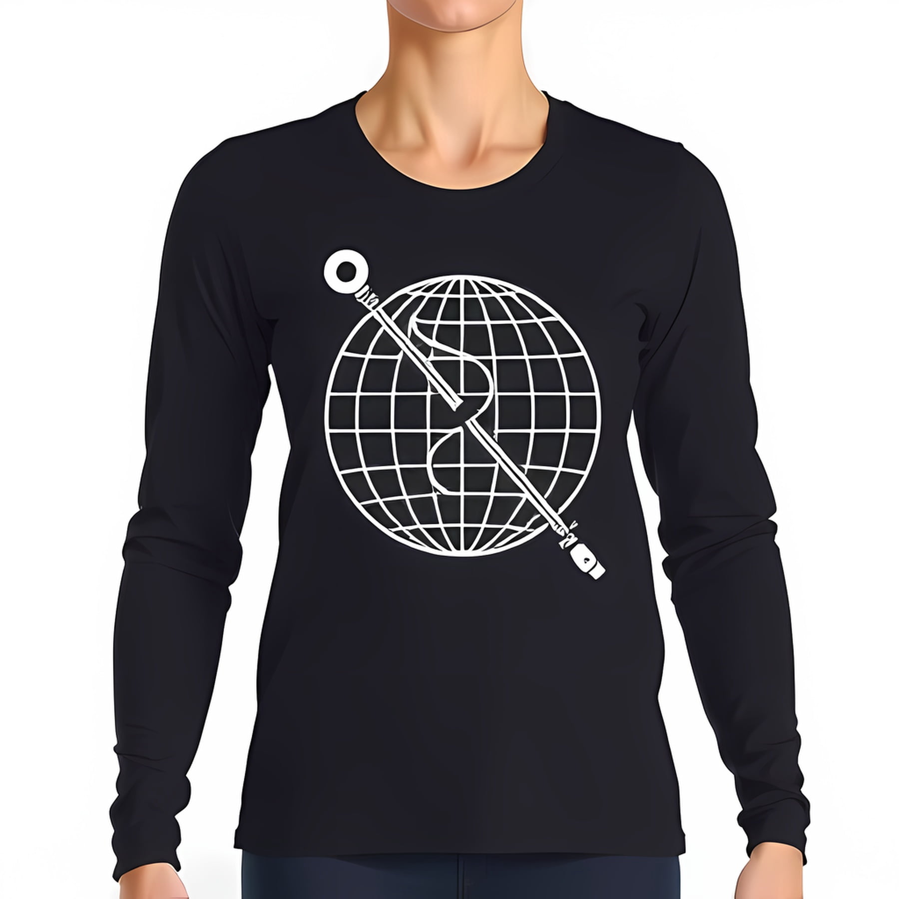 Stylish Dark Navy Blue Long Sleeve T-Shirt with Bold White Graphic ...