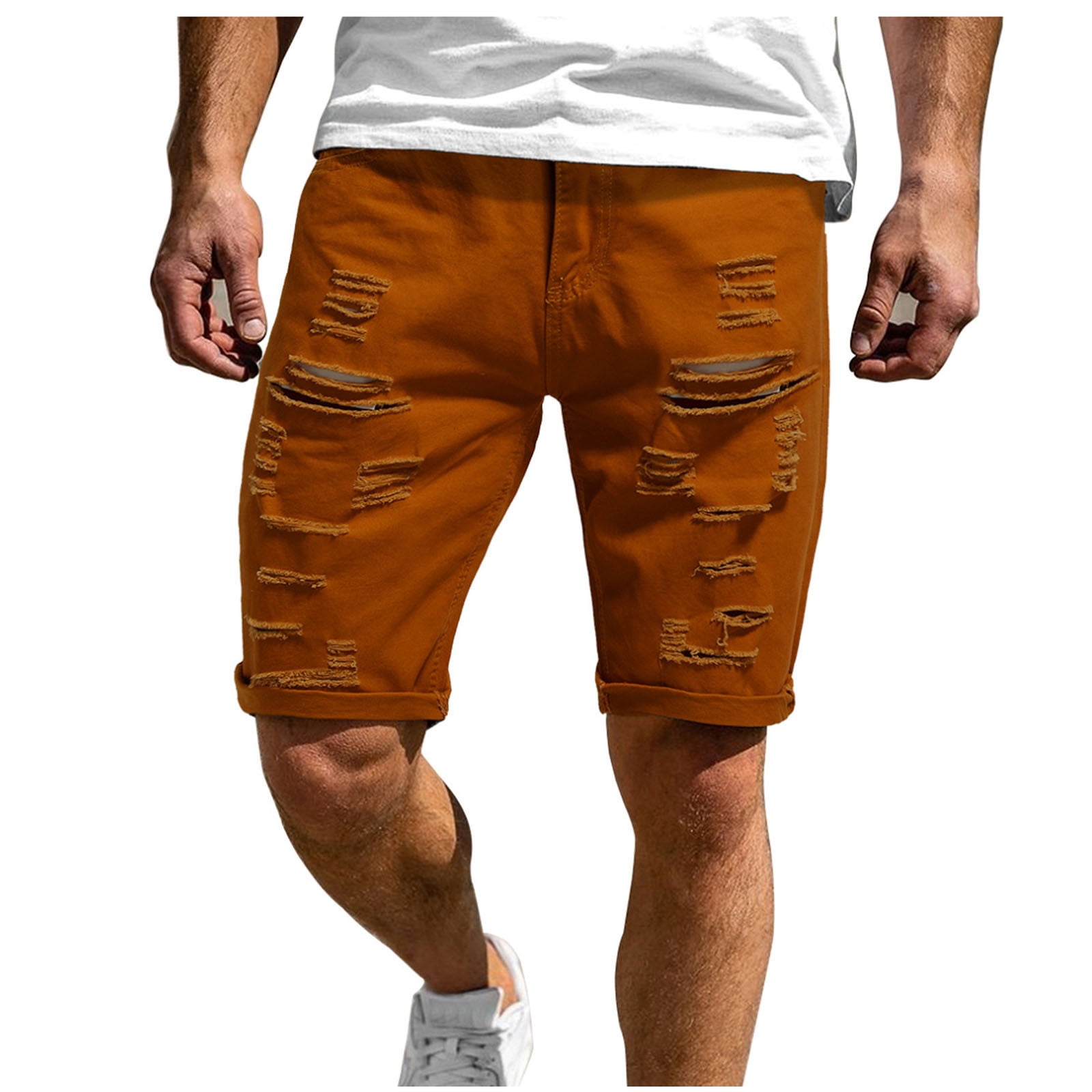 Stylish Denim Shorts for Men's Hole Ripped Short Jeans Solid Knee ...
