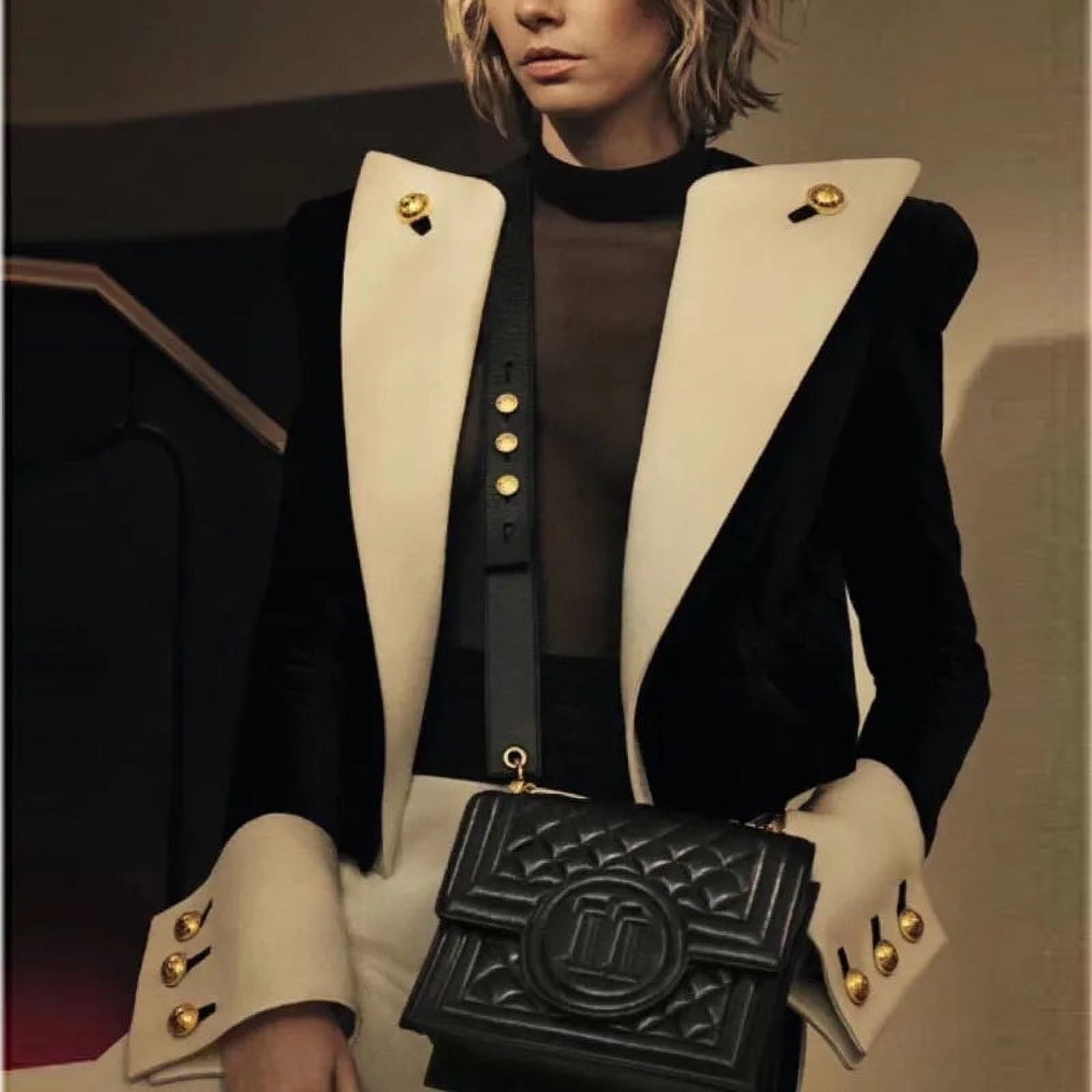 Stylish Designer Jacket For Ladies Lion Buttons Color Block Patchwork ...