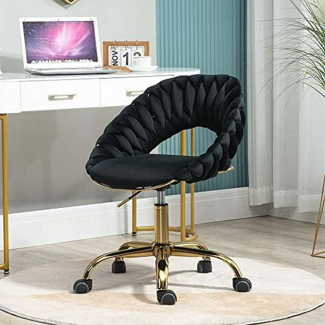 Stylish Desk Chair Modern Upholstered Task Chair with Gold Legs Cute ...