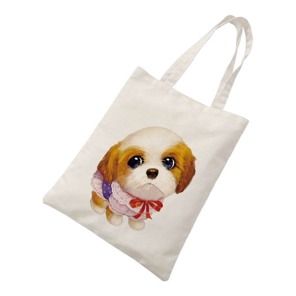Stylish Dog Cute Print Extra Large Canvas Shoulder Tote Top Handle Bag ...