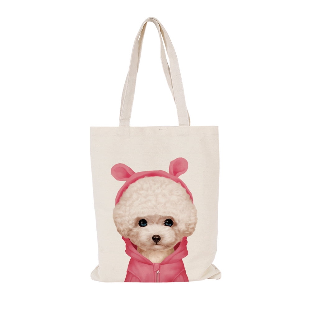 Stylish Dog Cute Print Extra Large Canvas Shoulder Tote Top Handle Bag ...