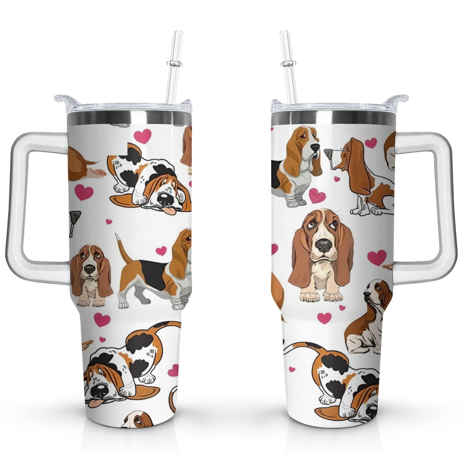 Stylish Dog Pattern Travel Mug - 40oz Leakproof Tumbler with Straw ...