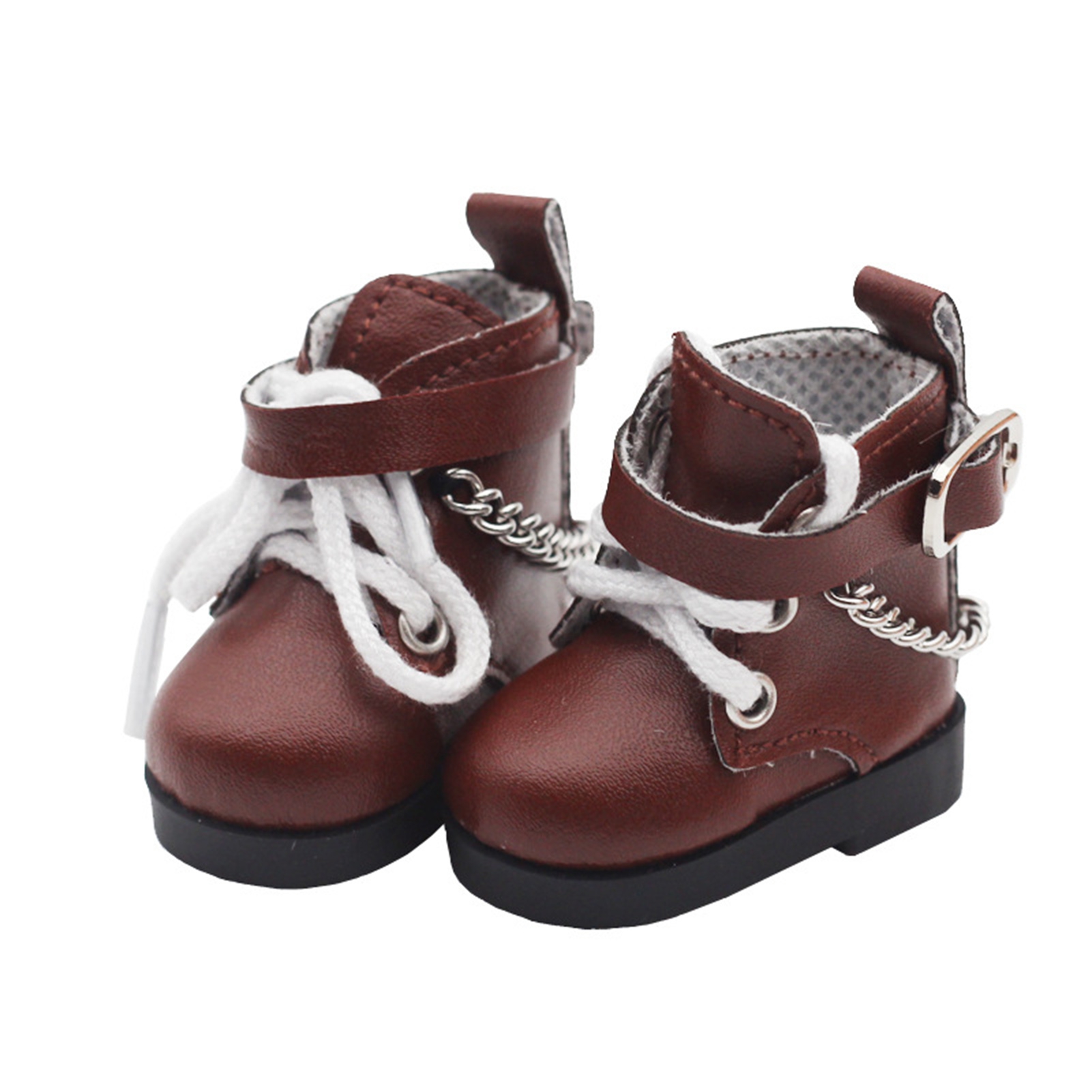 Stylish Doll Boots with Chain - Hard Sole, Faux Leather Upper, Shoelace ...