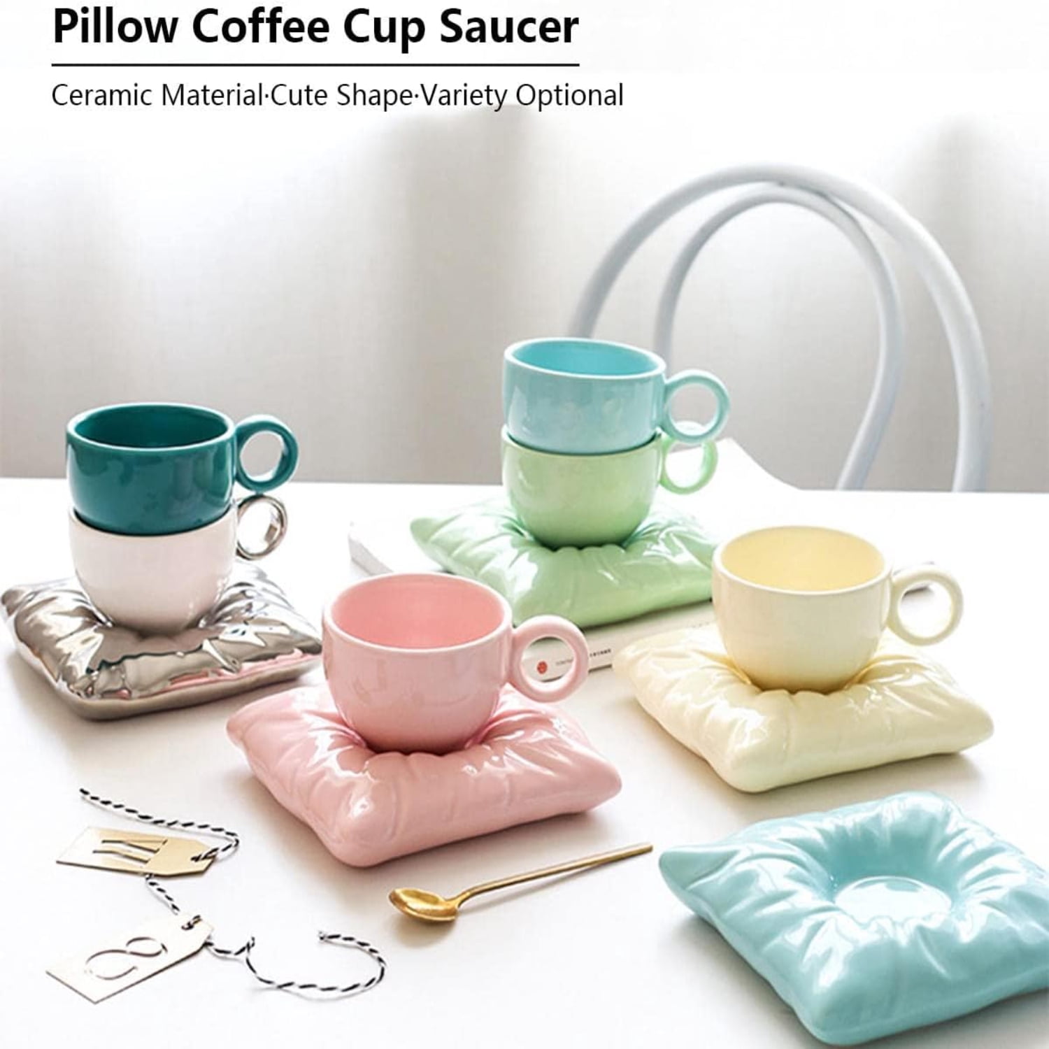 Stylish and Elegant Ceramic White Coffee Mug Cup Set for Coffee Lovers ...
