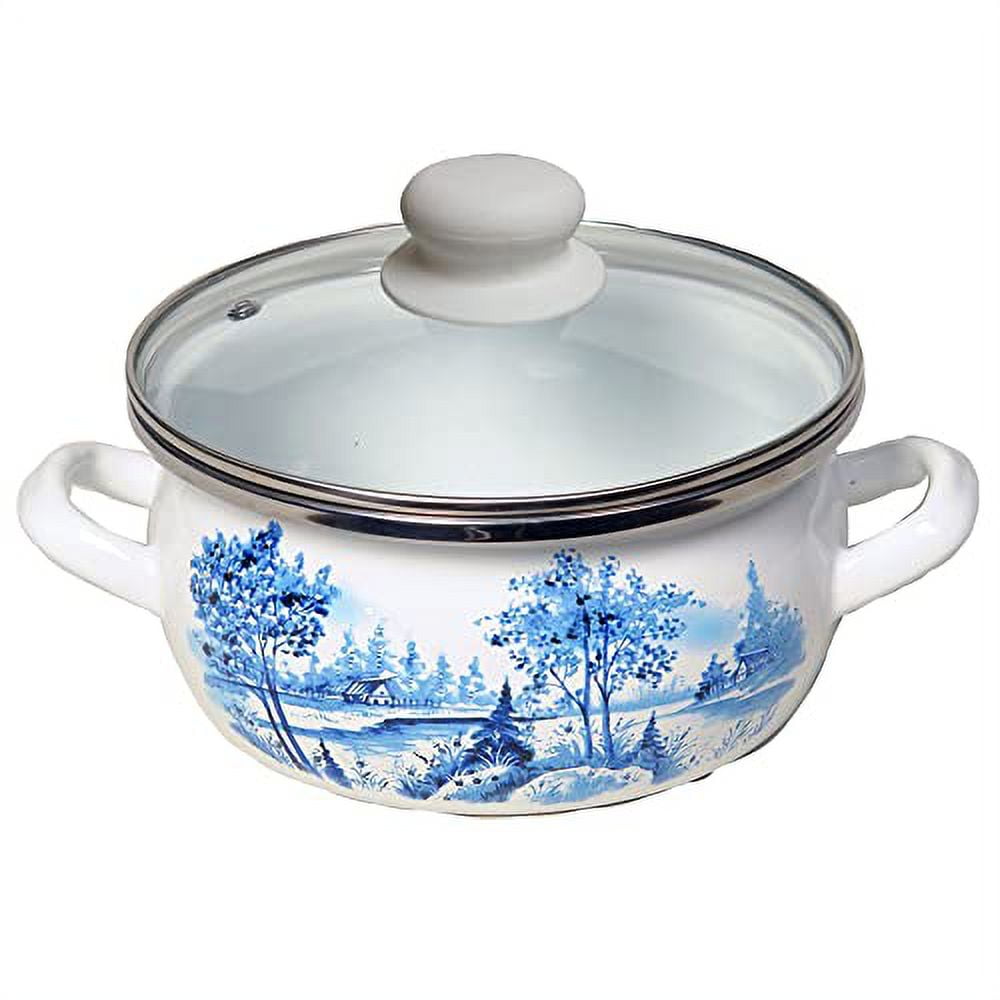 Stylish Enamel Stock Pot Cooking Pot and Glass Lid for Partyware ...