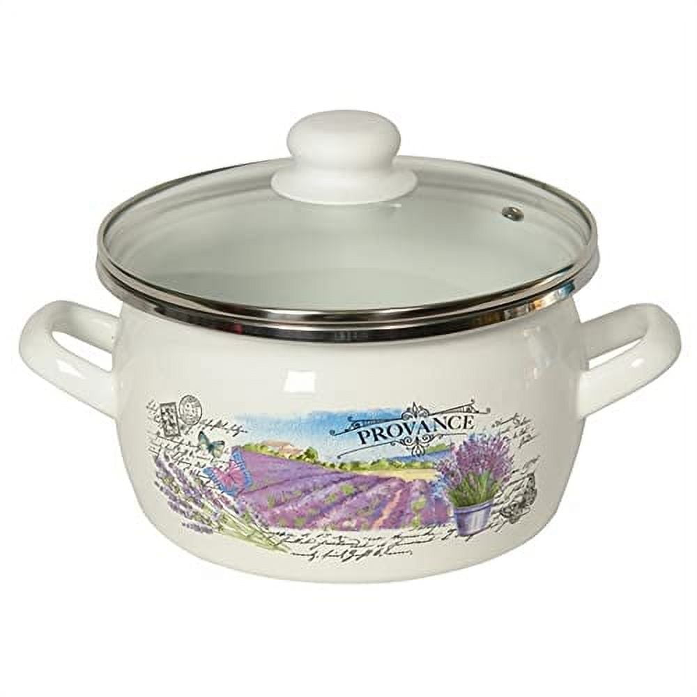 Stylish Enamel Stock Pot Cooking Pot and Glass Lid for Partyware ...
