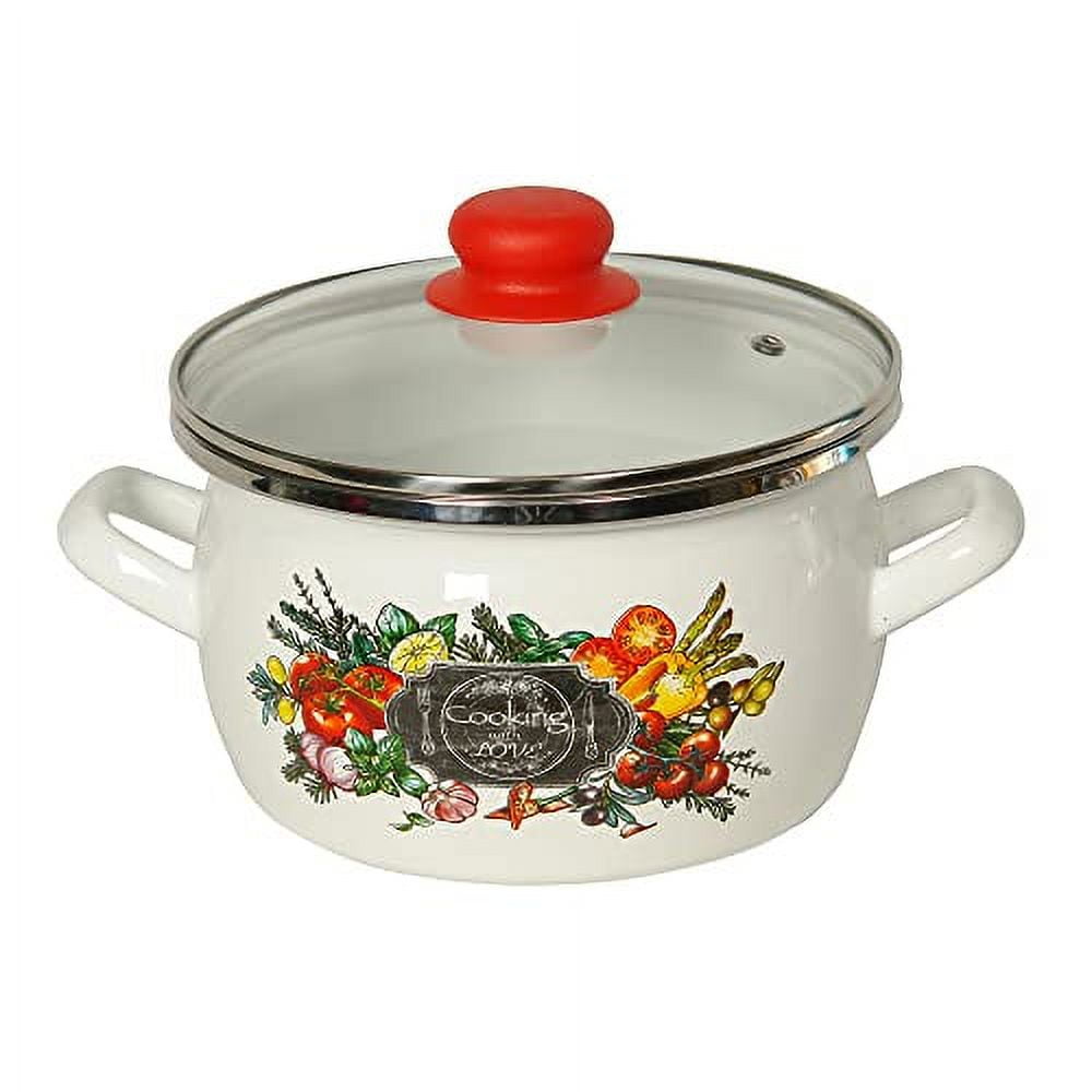 Stylish Enamel Stock Pot Cooking Pot and Glass Lid for Partyware ...