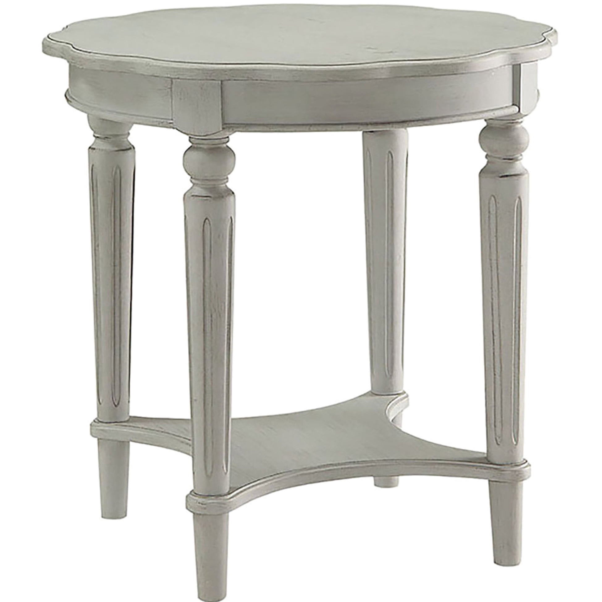 Stylish End Table With Antique Slate And Bottom Storage Round Box ...