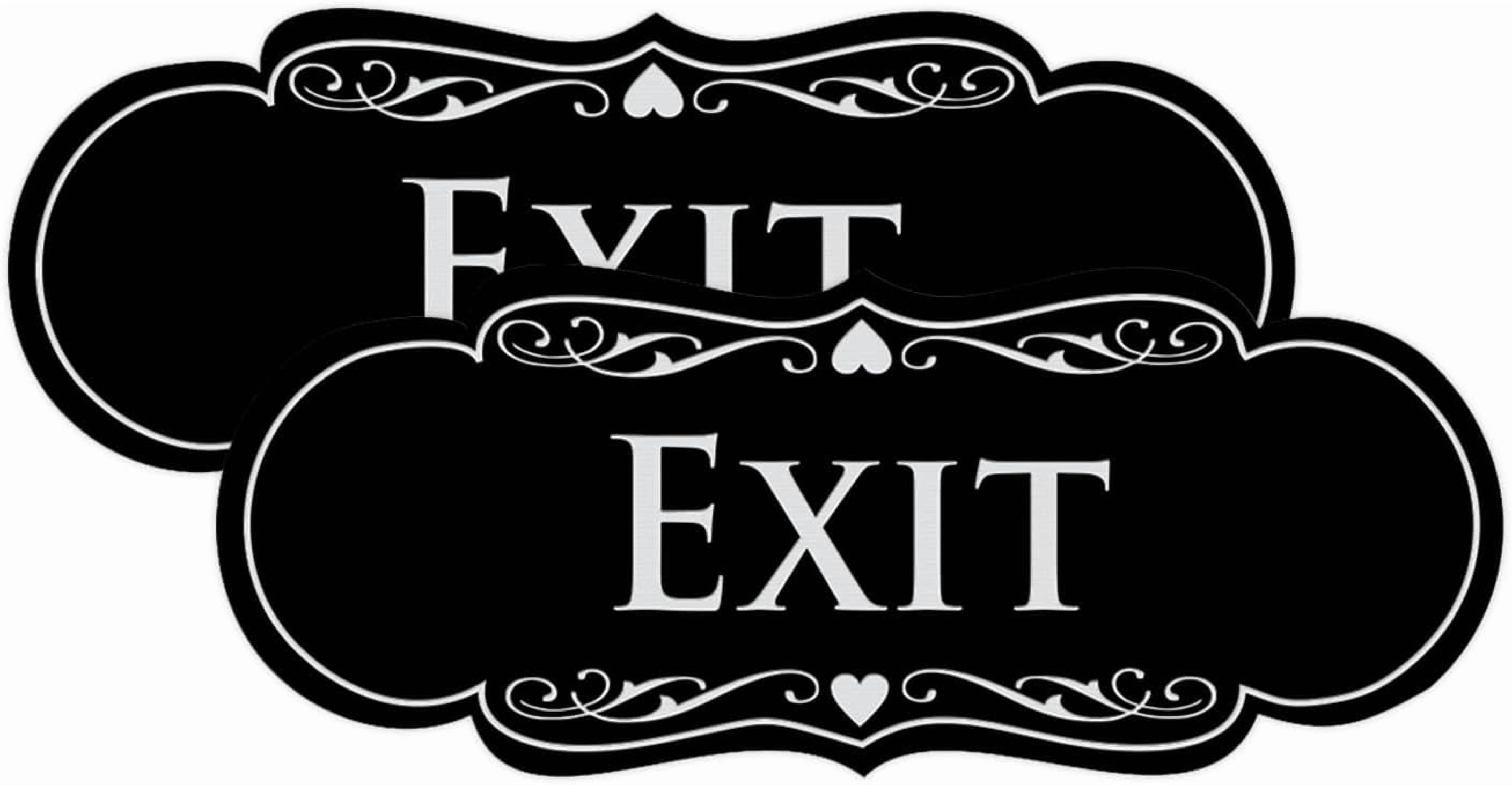 Stylish Exit Sign in Black and Silver Medium Size, Includes Two Units ...