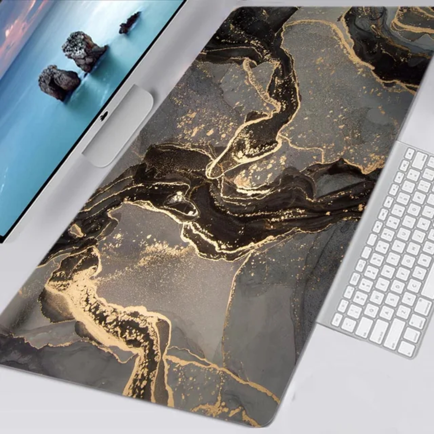 Stylish Extra Large Marble Gaming Mouse Pad - Fashionable Soft Keyboard ...