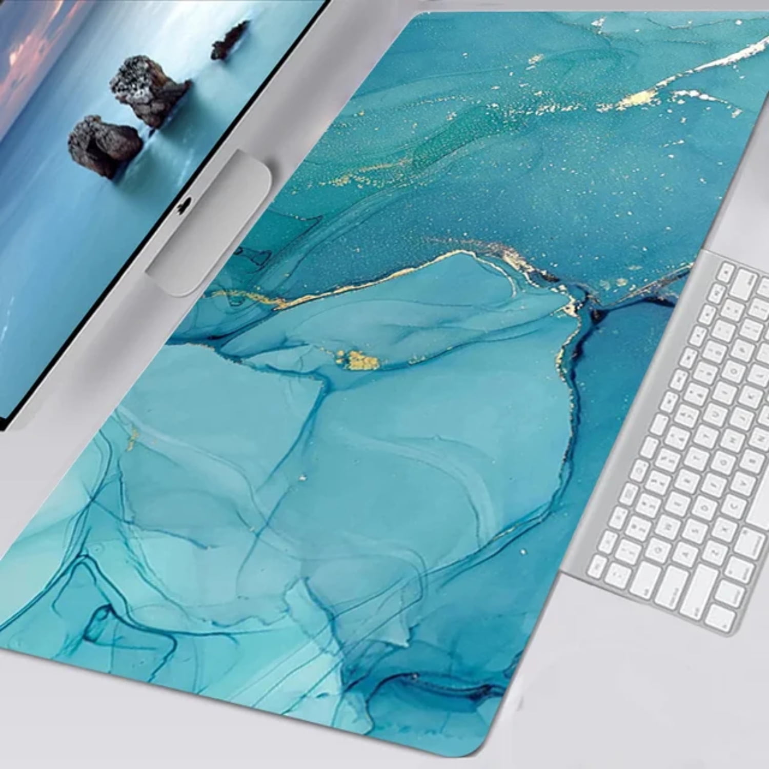 Stylish Extra Large Marble Gaming Mouse Pad - Fashionable Soft Keyboard ...