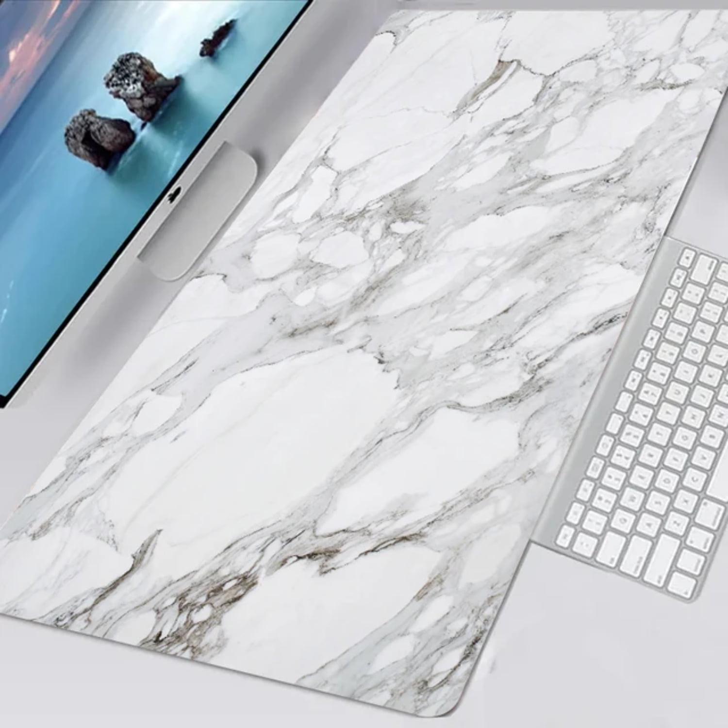 Stylish Extra Large Marble Gaming Mouse Pad - Fashionable Soft Keyboard ...
