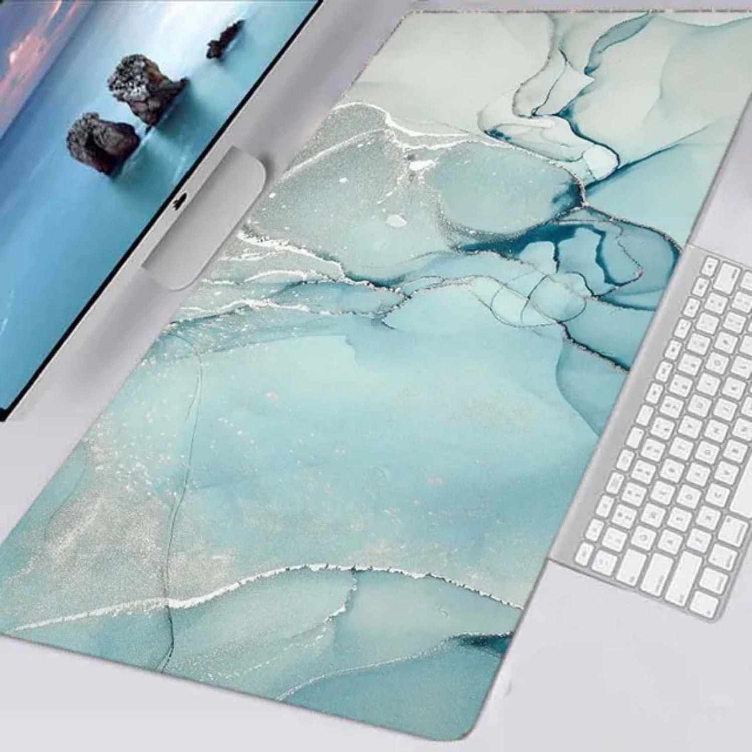 Stylish Extra Large Marble Gaming Mouse Pad - Fashionable Soft Keyboard ...